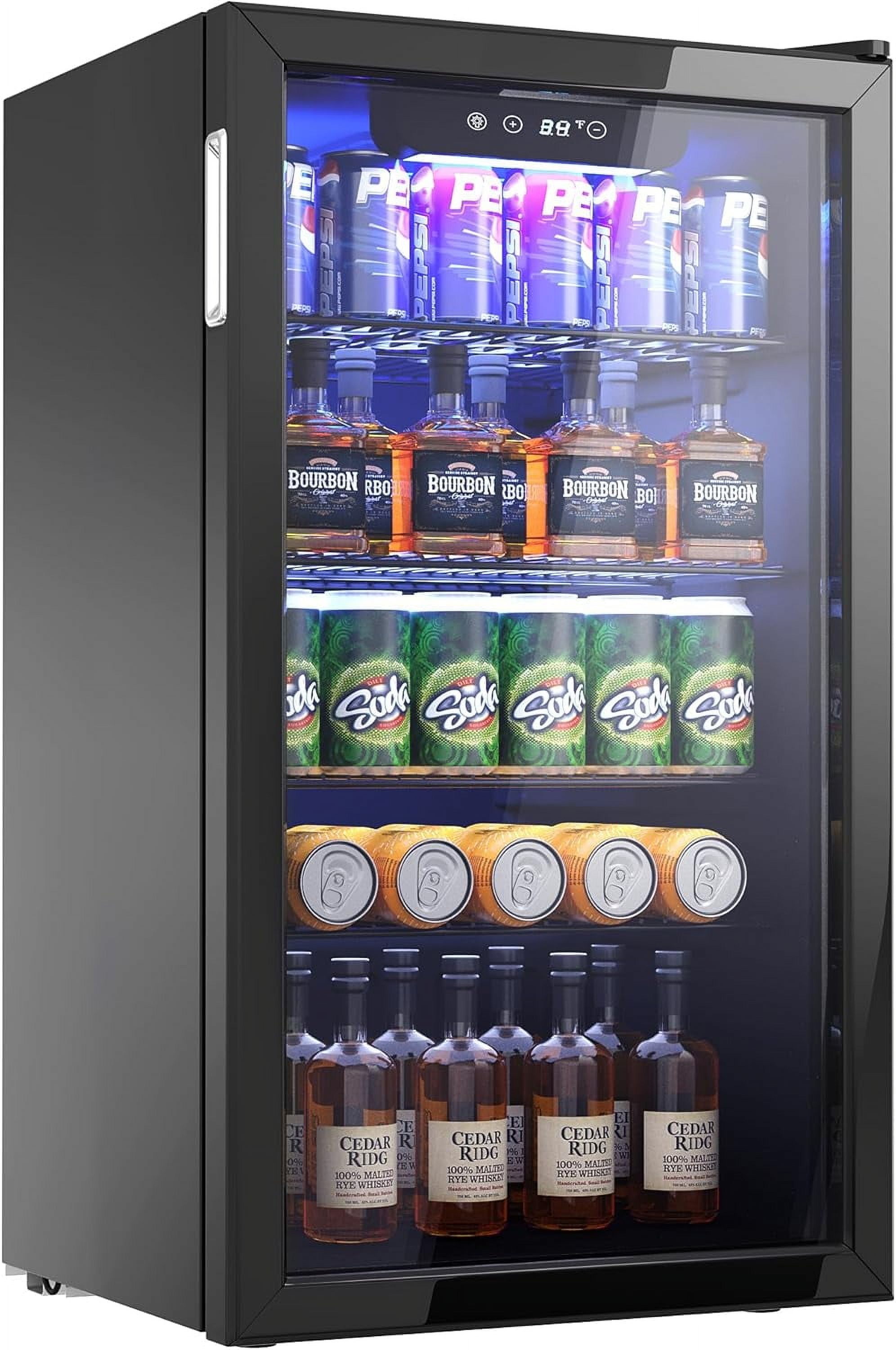 Beverage Refrigerator Cooler - 126 Can Mini Fridge with Glass Door for ...