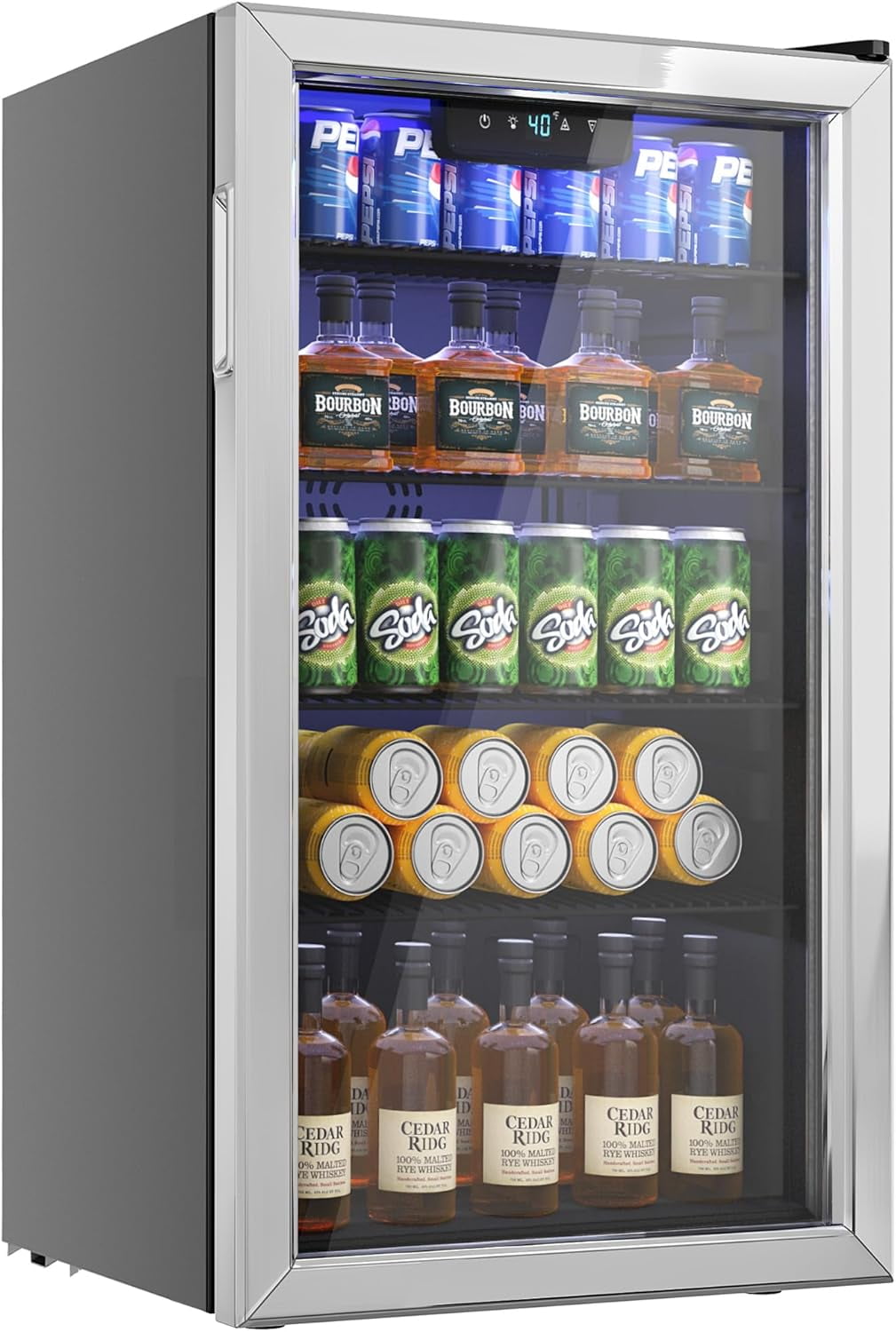 Beverage Refrigerator Cooler - 126 Can Mini Fridge with Glass Door for ...