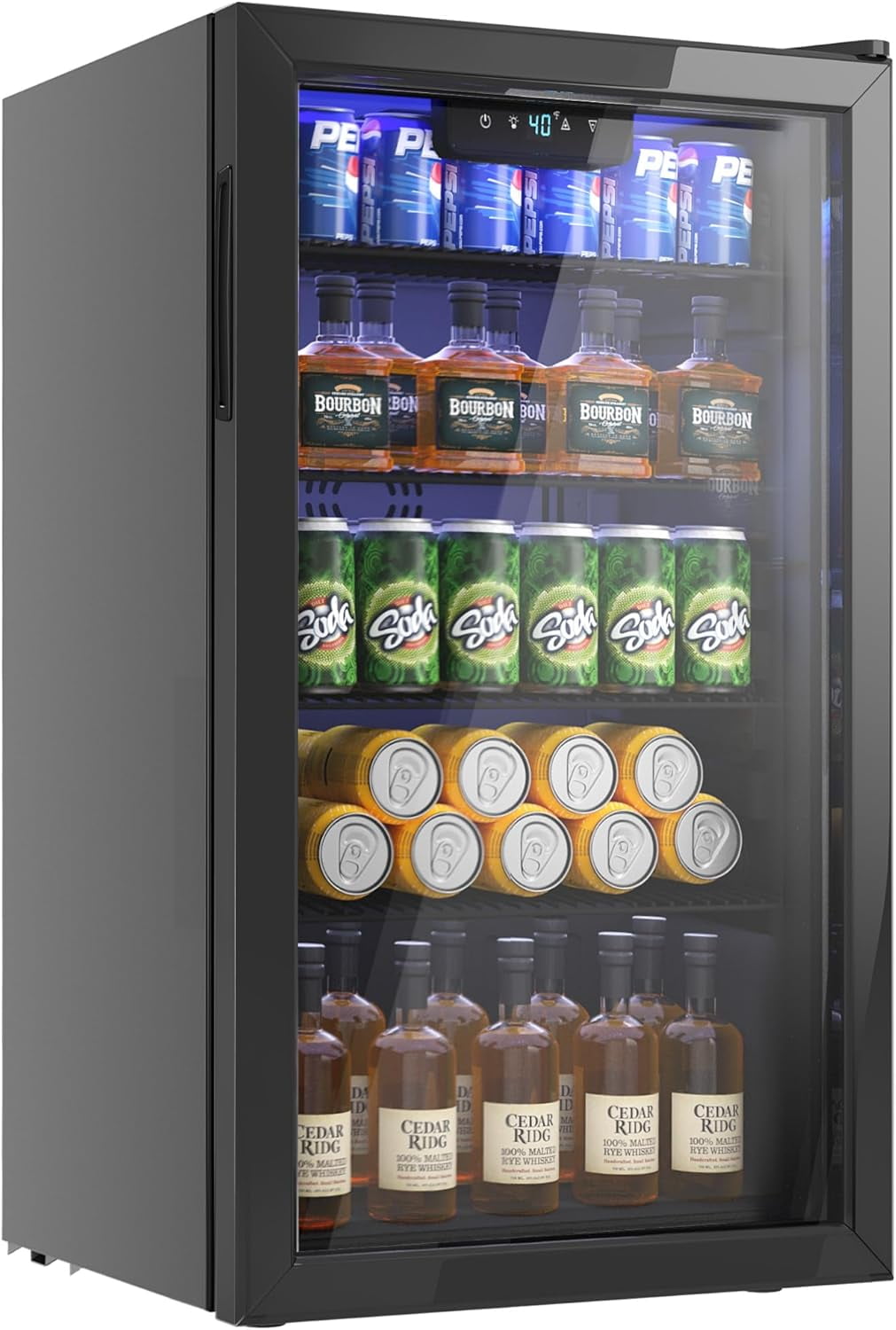 Beverage Refrigerator and Cooler, 126 Can Mini fridge with Plastic Door ...
