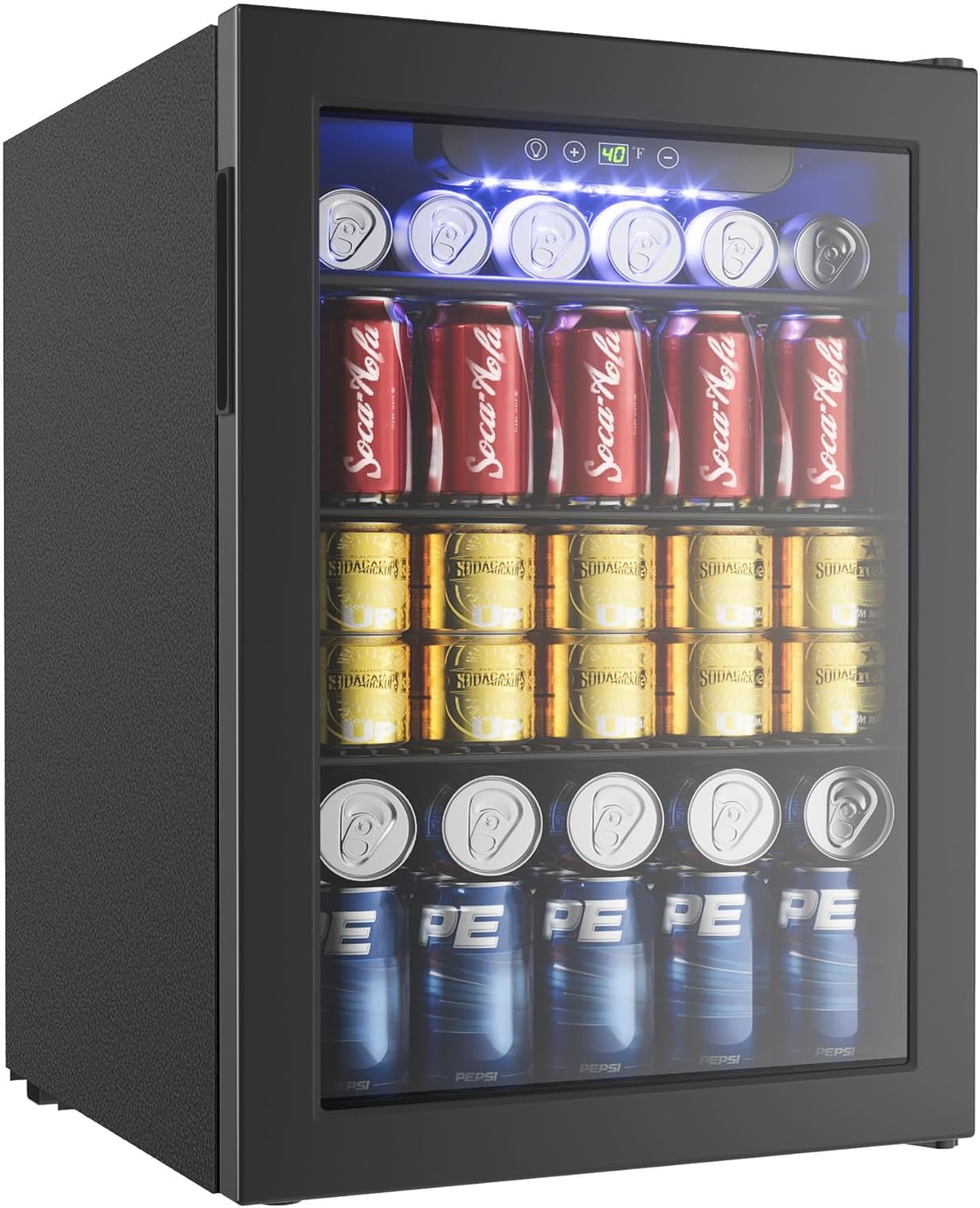 Beverage Refrigerator and Cooler, 128 Can Mini fridge with Glass Door ...