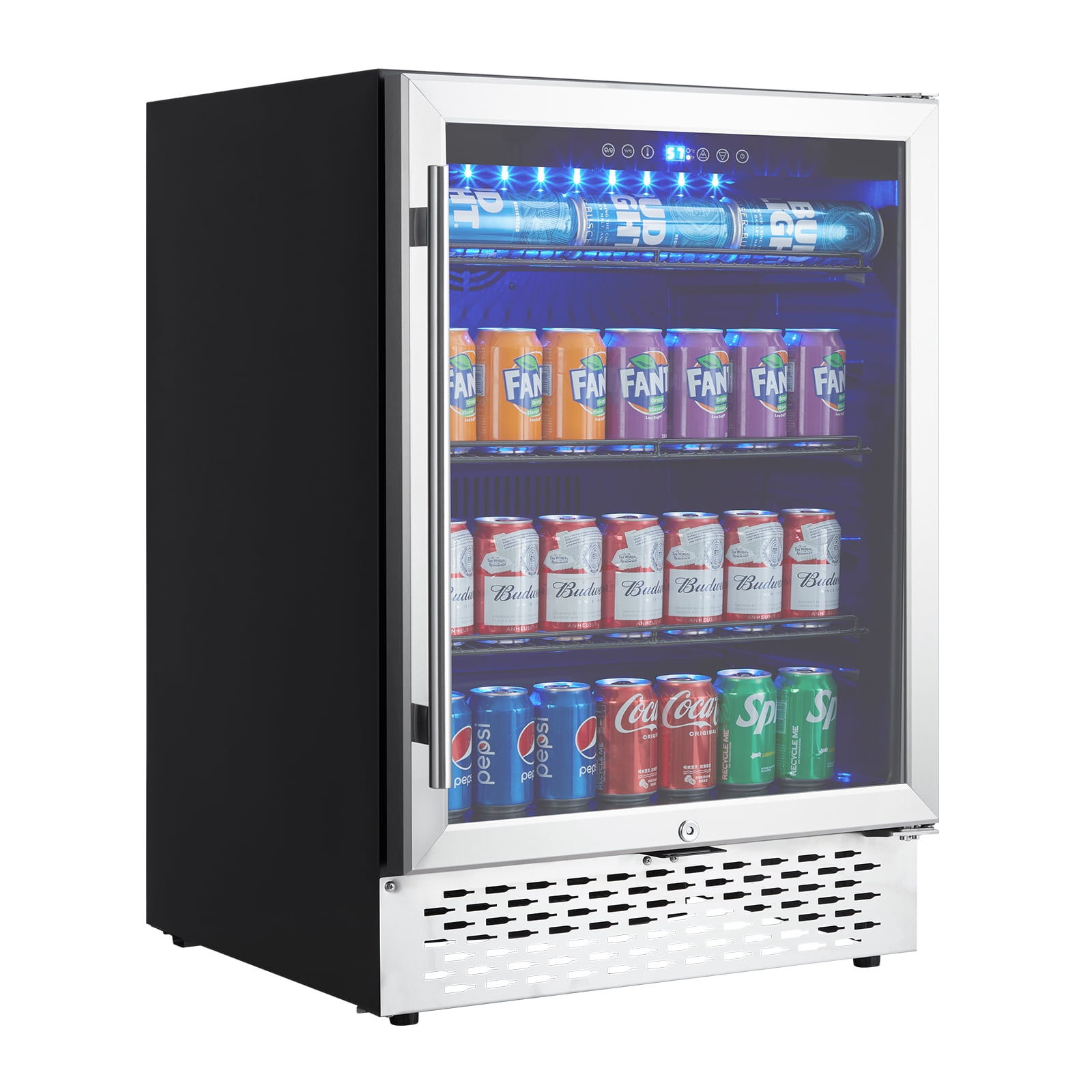Beverage Refrigerator and Cooler,24 Inch Mini Fridge with Glass Door ...