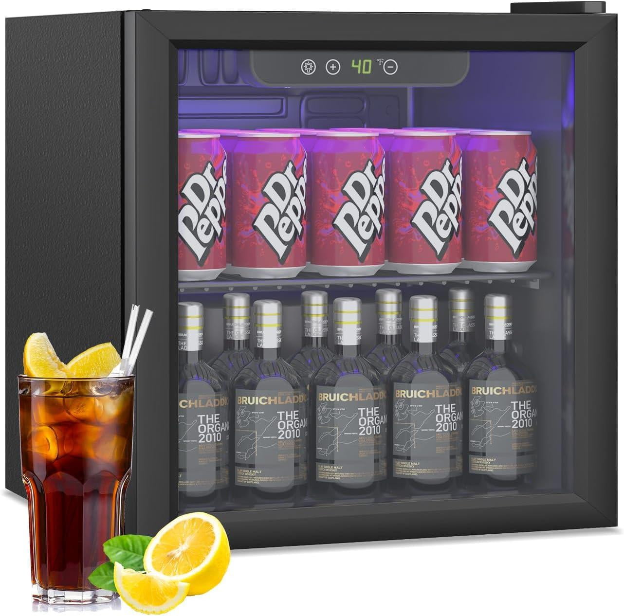 Beverage Refrigerator Cooler, 60 Can/1.3 Cubic Feet Mini Fridge with ...