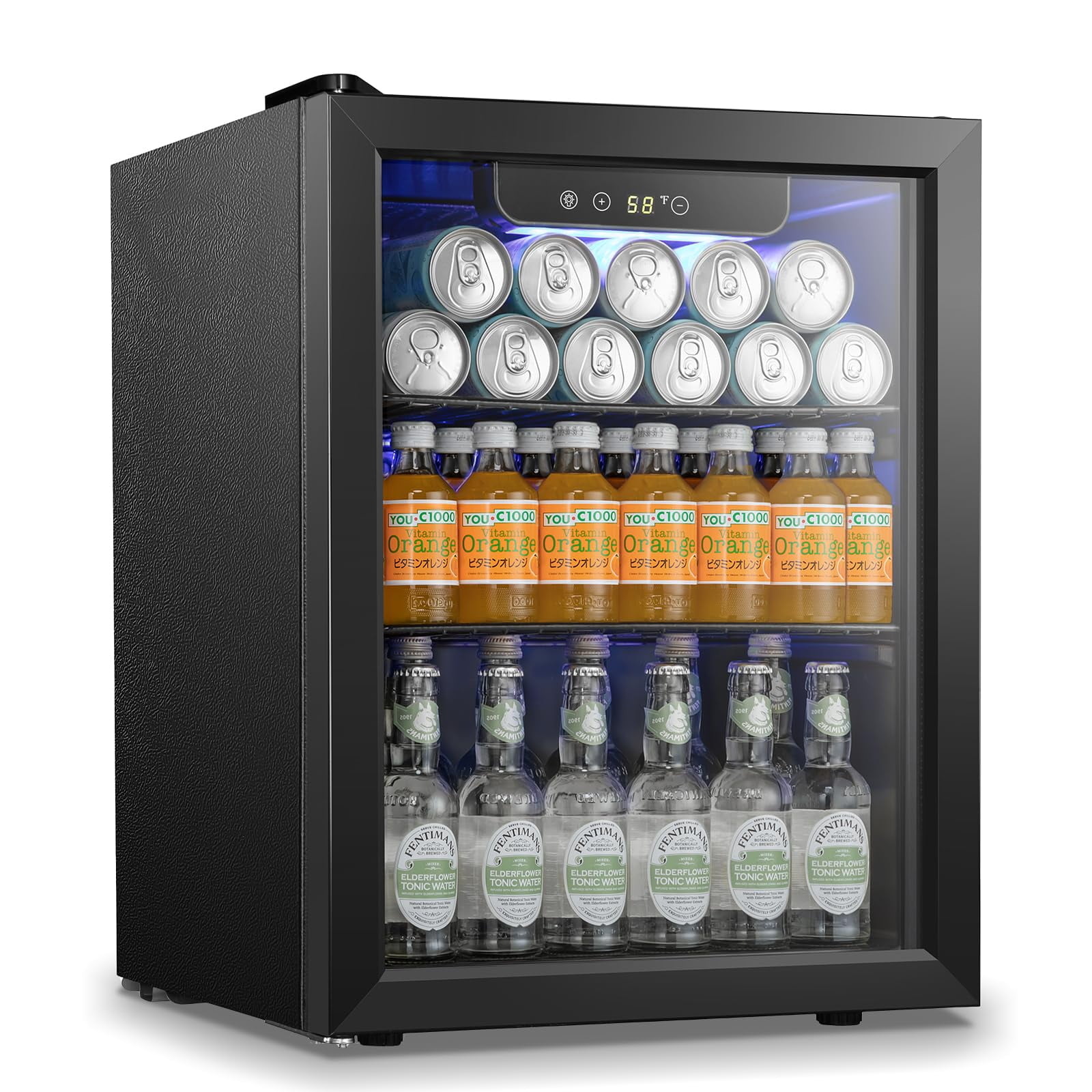 Beverage Refrigerator Cooler 68 Can, Mini Fridge with Glass Door for ...