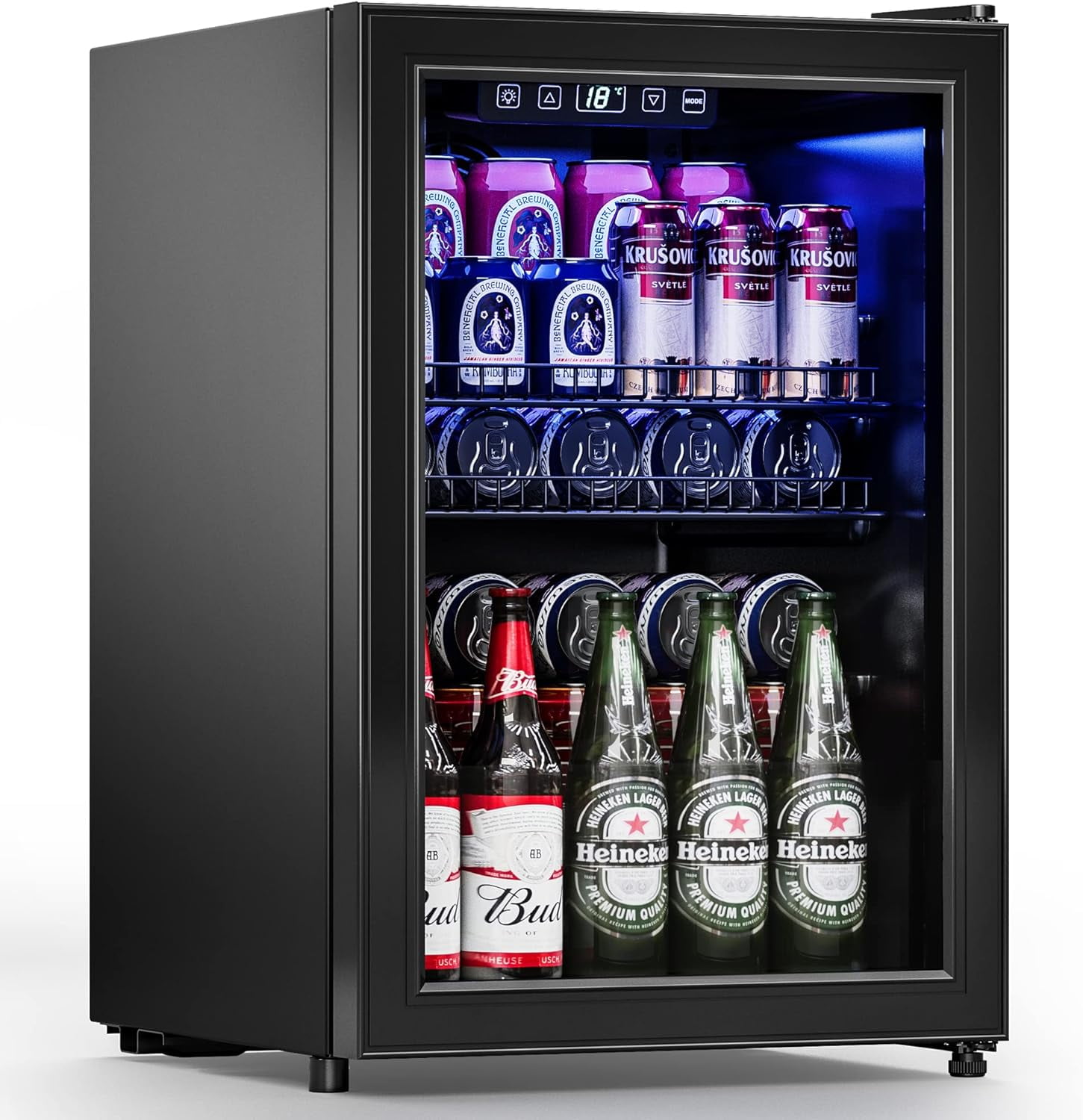 Beverage Refrigerator Cooler Freestanding Mini Fridge Cooler with Glass ...