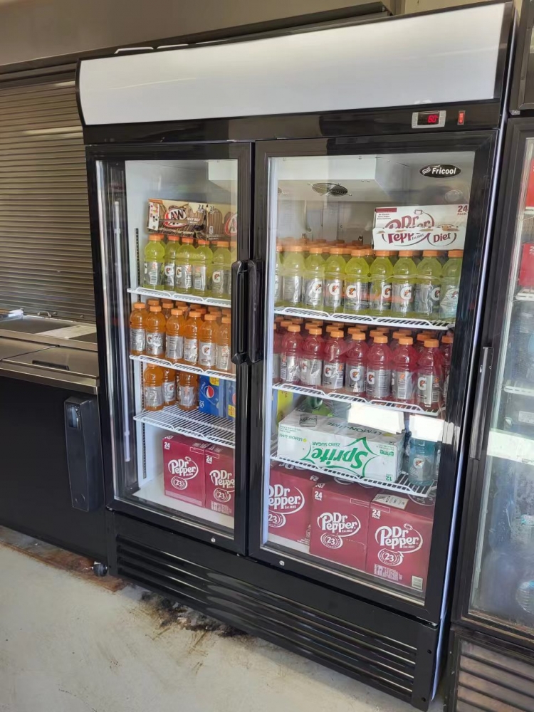 Beverage Refrigerator and Cooler, Fridge with 2 Glass Door for Soda ...