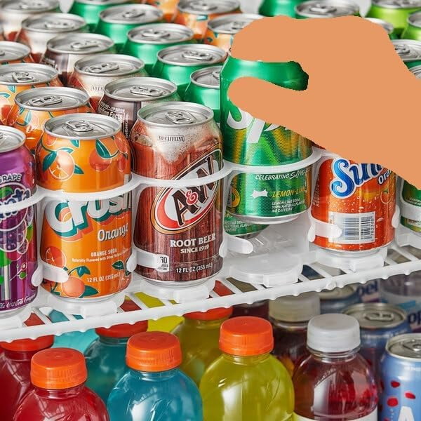 Beverage Storage Display Rack, 10-Lane Gravity Feed Organizer, 12-16 oz ...