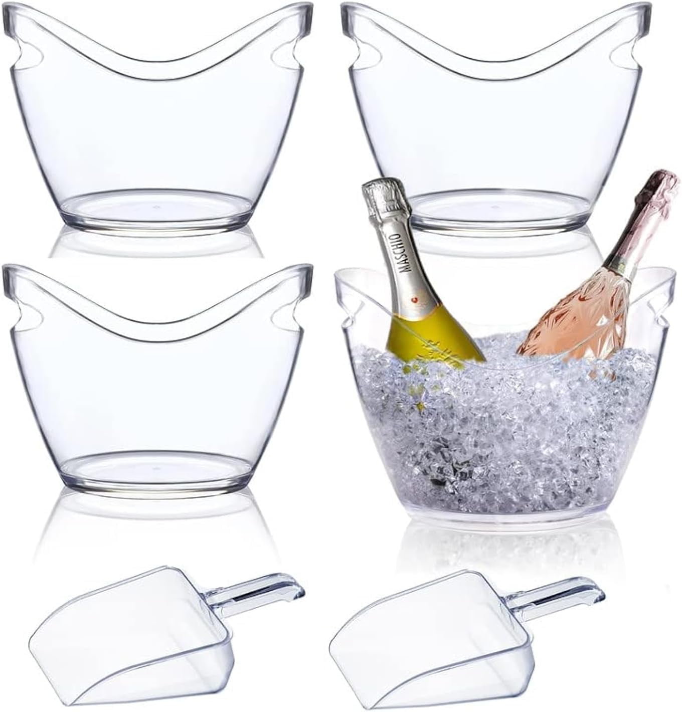 Beverage Tubs for Parties Plastic Ice Bucket for Cocktail Bar Clear ...