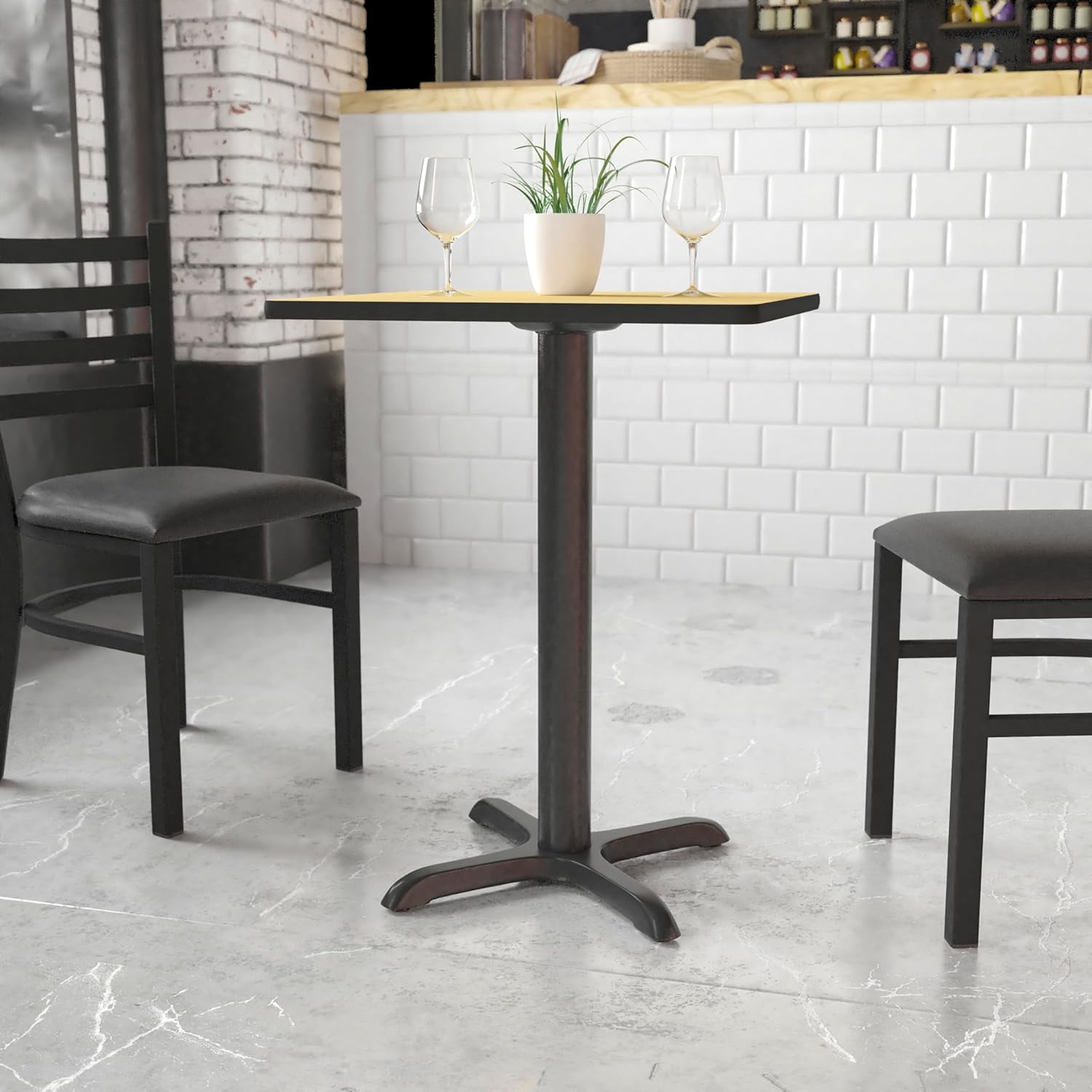 Beverly 22'' x 22'' Restaurant Table X-Base with 3'' Dia. Table Height ...