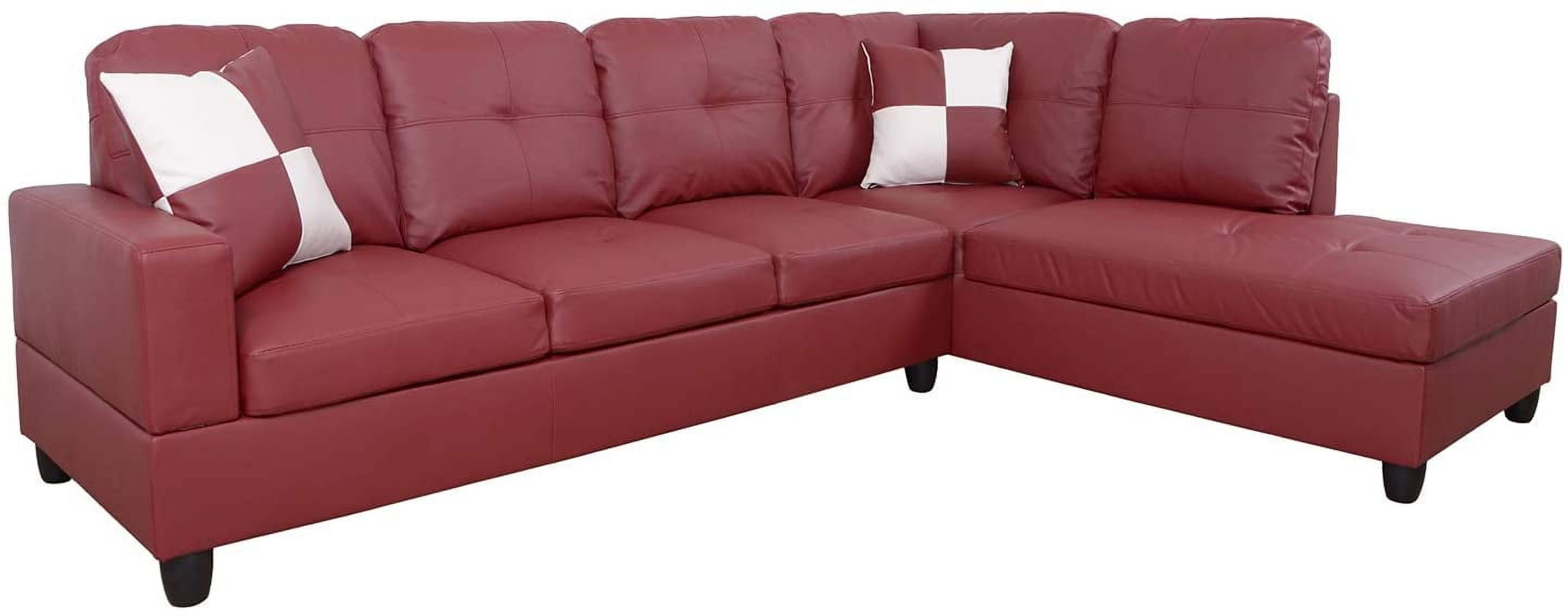 PonLiving Furniture Faux Leather Sectional Set, Living Room L-Shaped ...