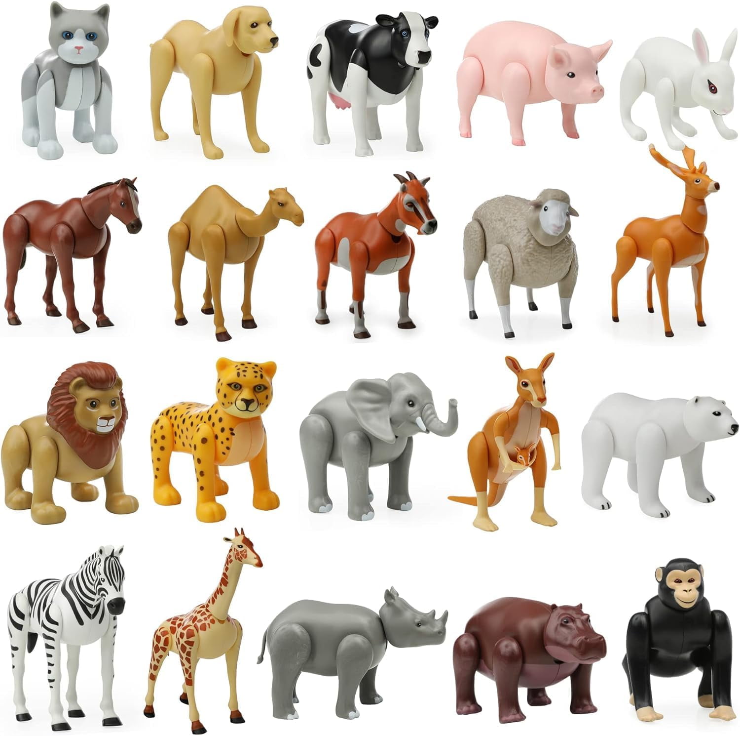 Beverly Hills Farm Animal Toys and Safari Animal Figurines Set of 20 ...