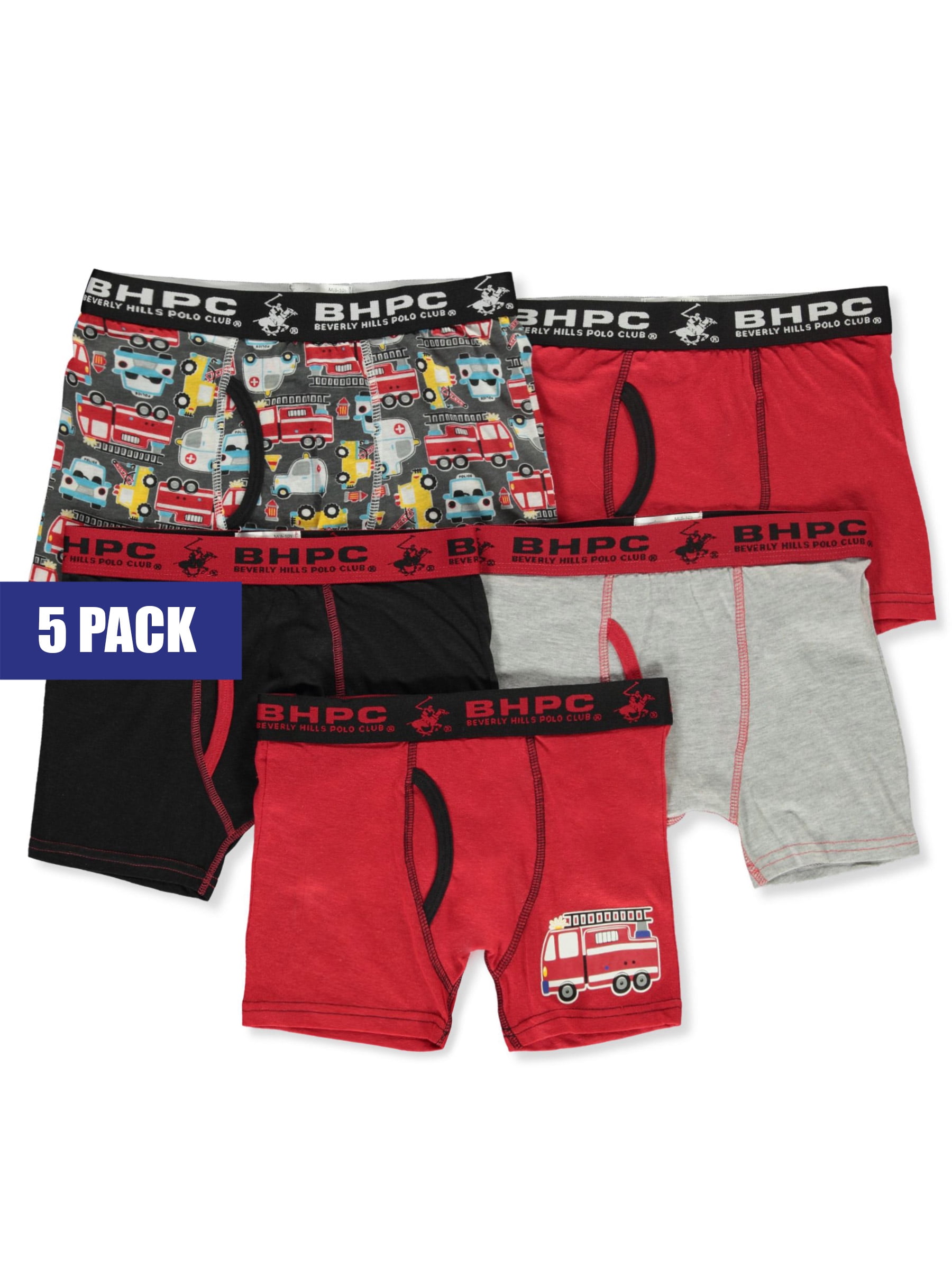 Beverly Hills Polo Club Boys' 5-Pack Boxer Briefs Color: red/multi Size ...