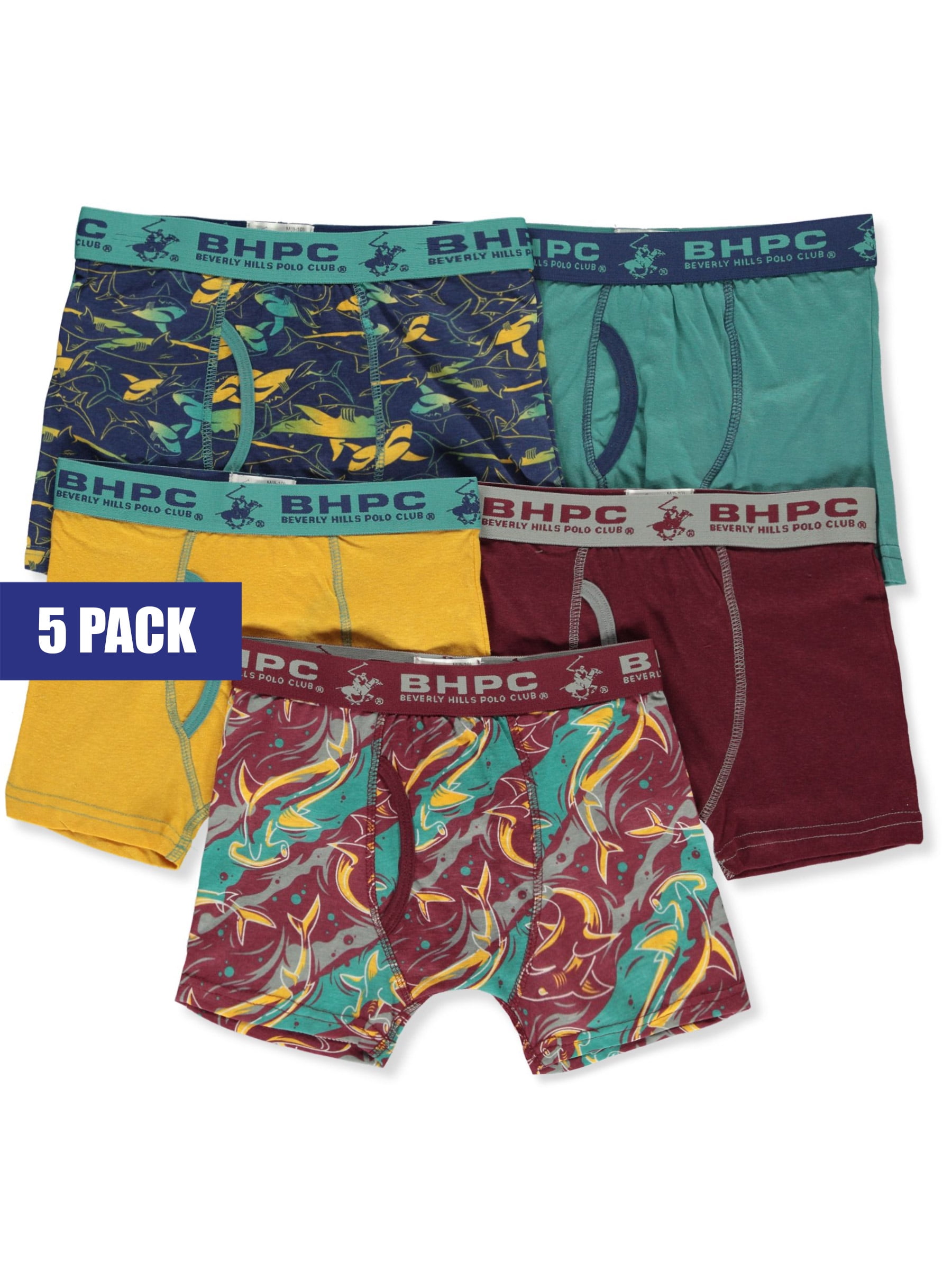 Beverly Hills Polo Club Boys' 5-Pack Boxer Briefs Color: yellow/multi ...