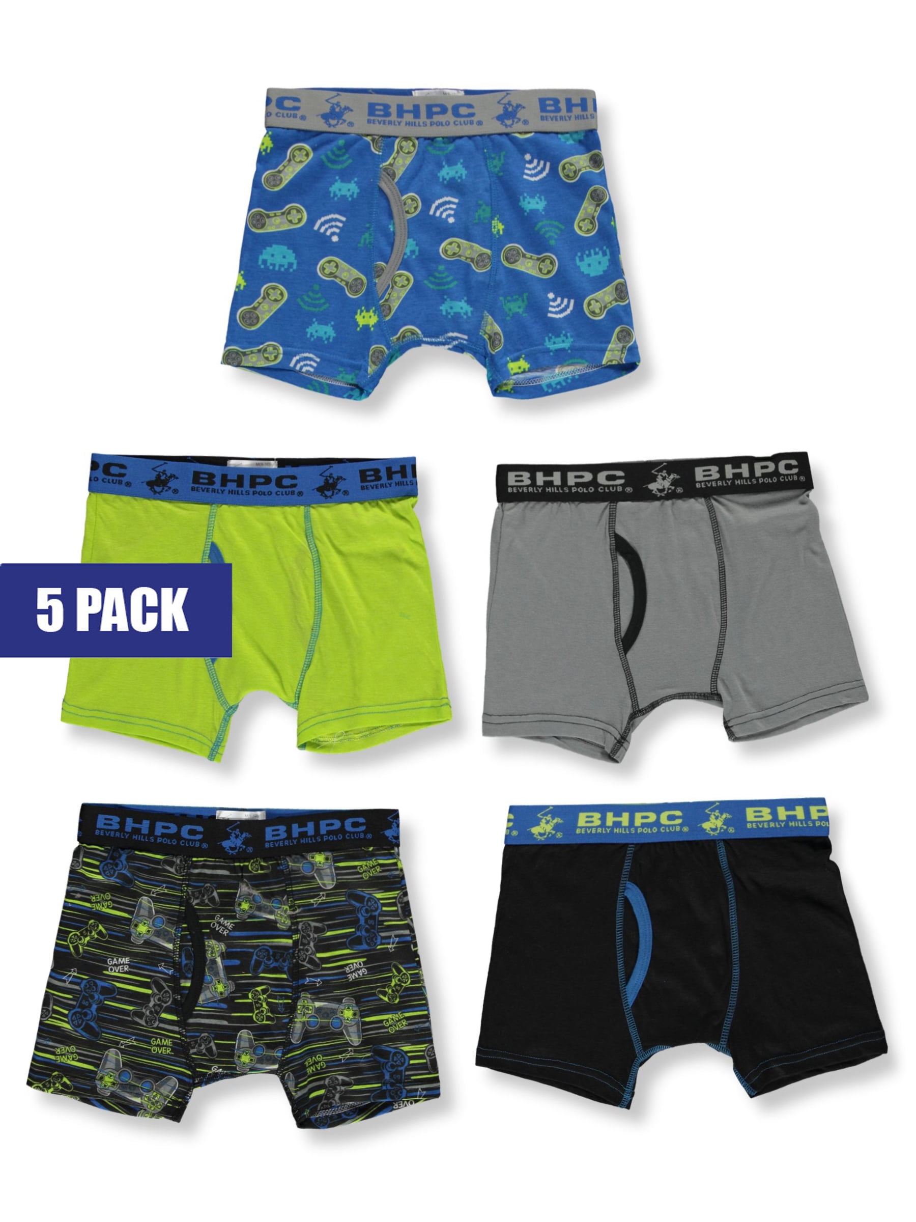 Beverly Hills Polo Club Boys' 5-Pack Video Game Boxer Briefs Color ...
