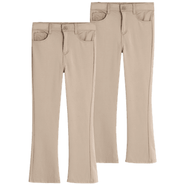 Real School Girls School Uniform Flat Front Low Rise Pants, Sizes 4-16 ...