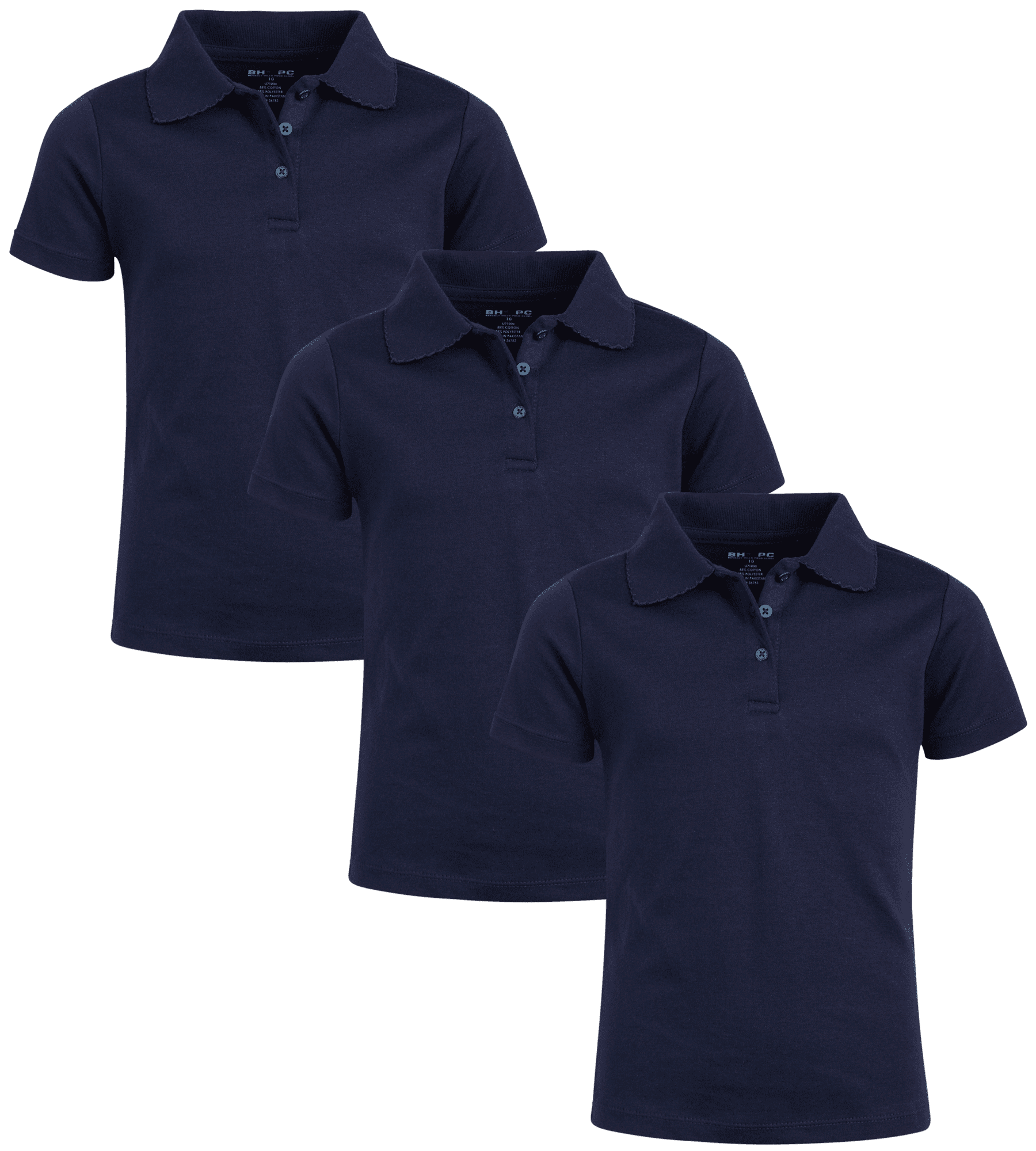 Beverly Hills Polo Club Girls' Short Sleeve School Uniform Polo Shirts ...