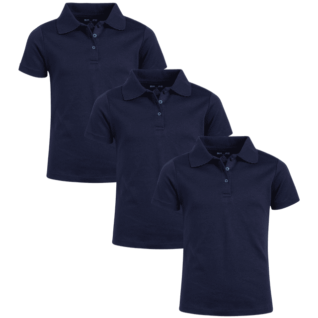 Beverly Hills Polo Club Girls' Short Sleeve School Uniform Polo Shirts ...