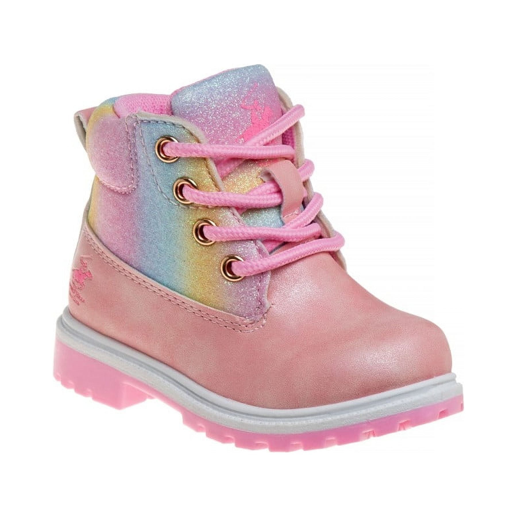 Beverly Hills Polo Club Toddler Girls Lace-Up Boots - Pink Multicolor ...