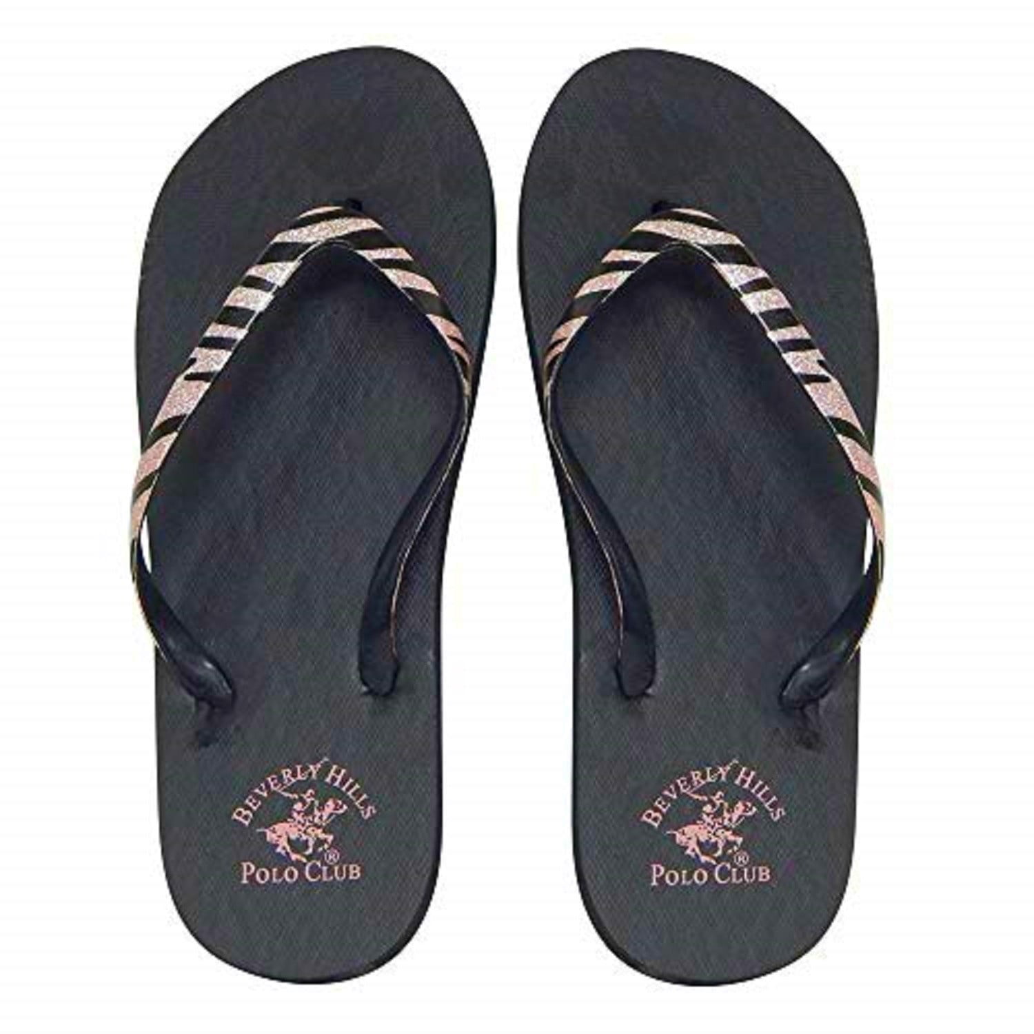 Beverly Hills Polo Club Zebra Glitter Adult Women Flip Flop Sandal ...