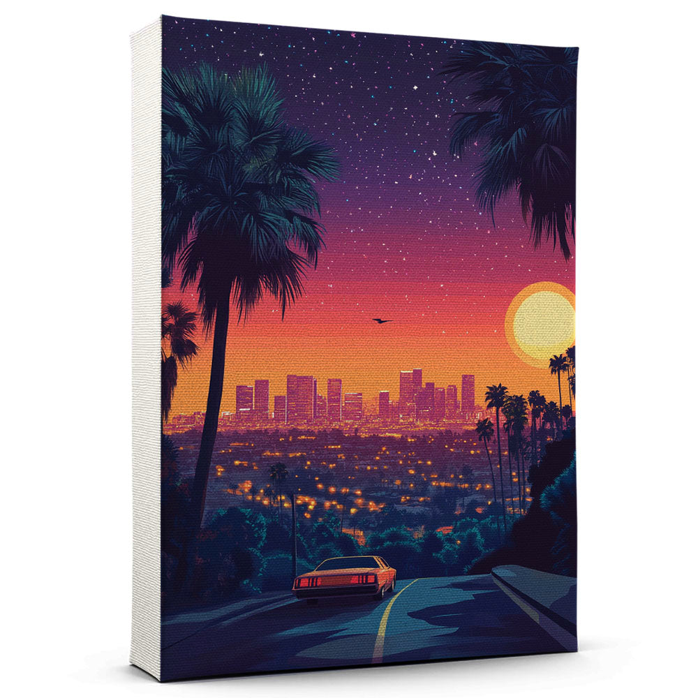 Beverly Hills Travel Starry Night Canvas Print, California Canvas Wall ...