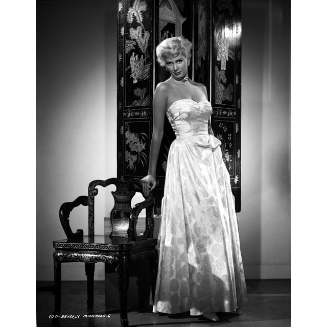 Beverly Michaels on a Printed Tube Dress and standing Portrait Photo ...