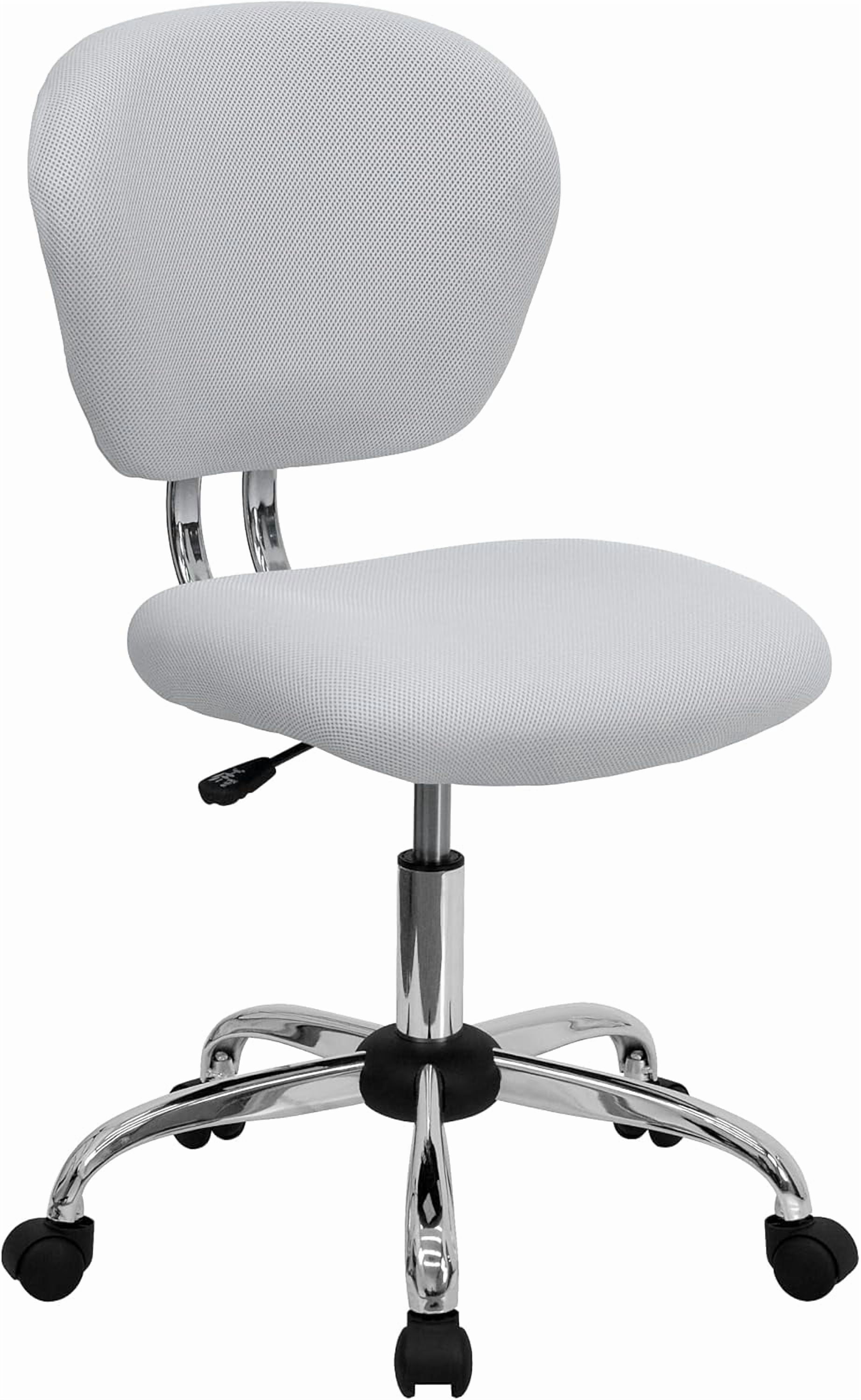 Beverly Mid-Back White Mesh Padded Swivel Task Office Chair with Chrome ...