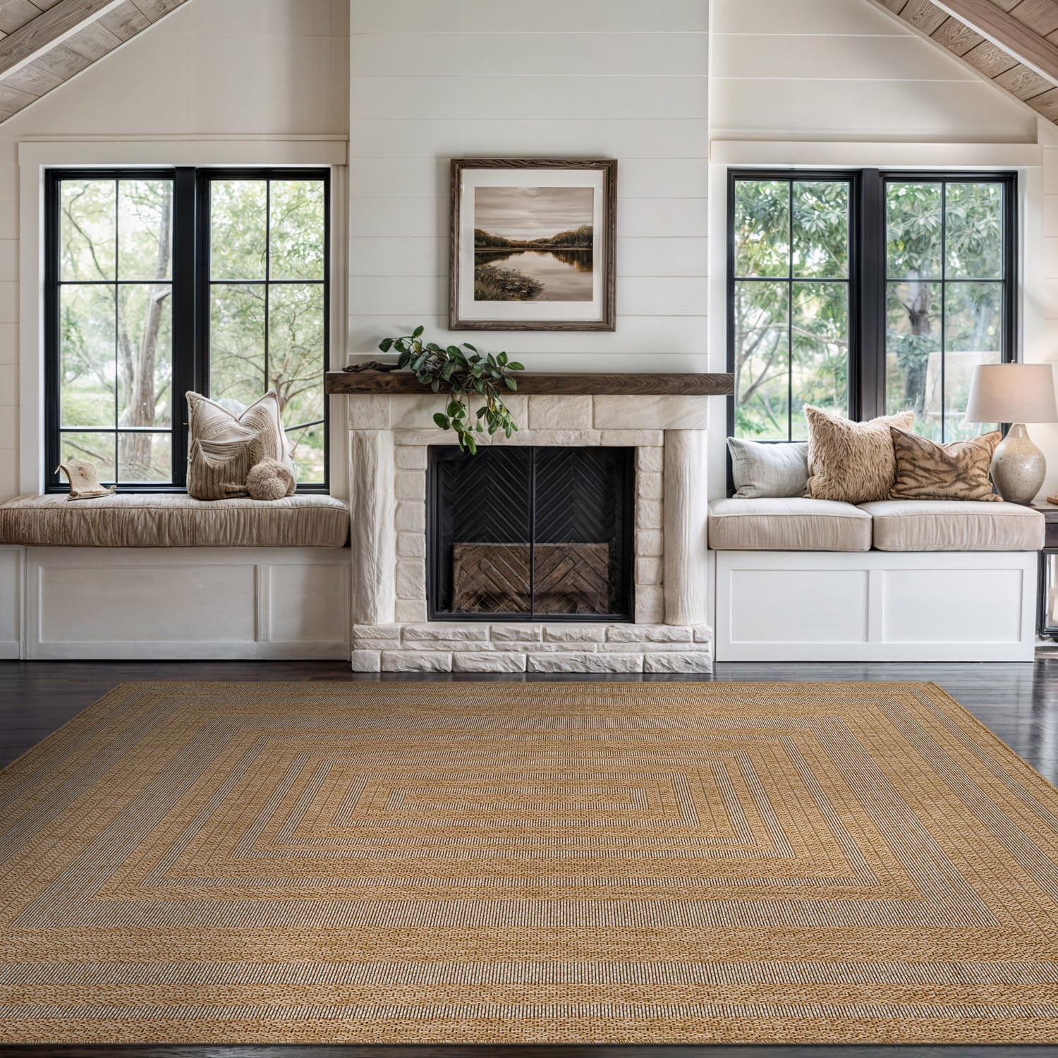 Beverly Rug Easy Jute Outdoor Indoor Non Shedding Easy-Cleaning Rug ...
