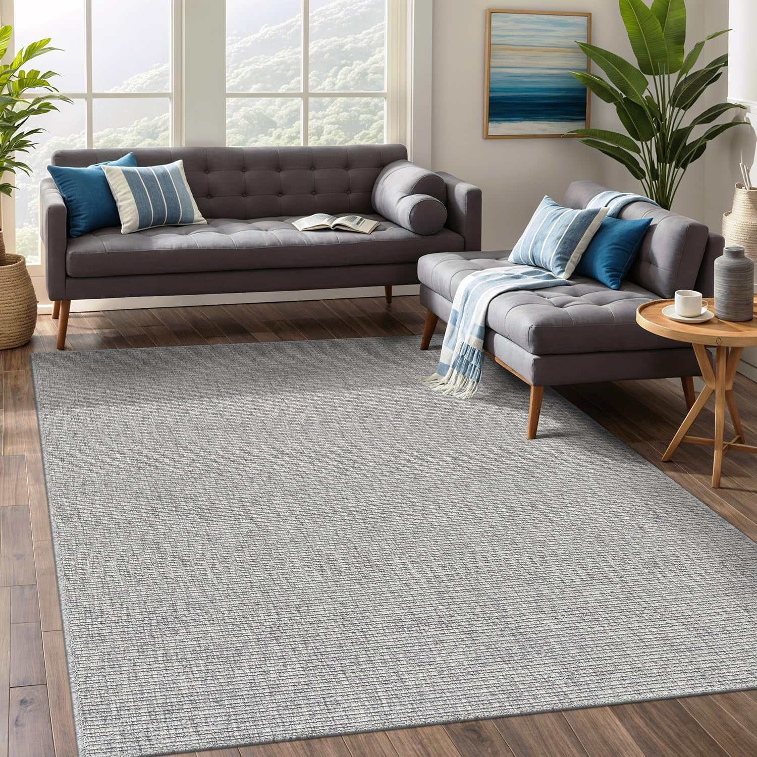 Beverly Rug Easy Jute Outdoor Indoor Non Shedding Easy-Cleaning Rug ...