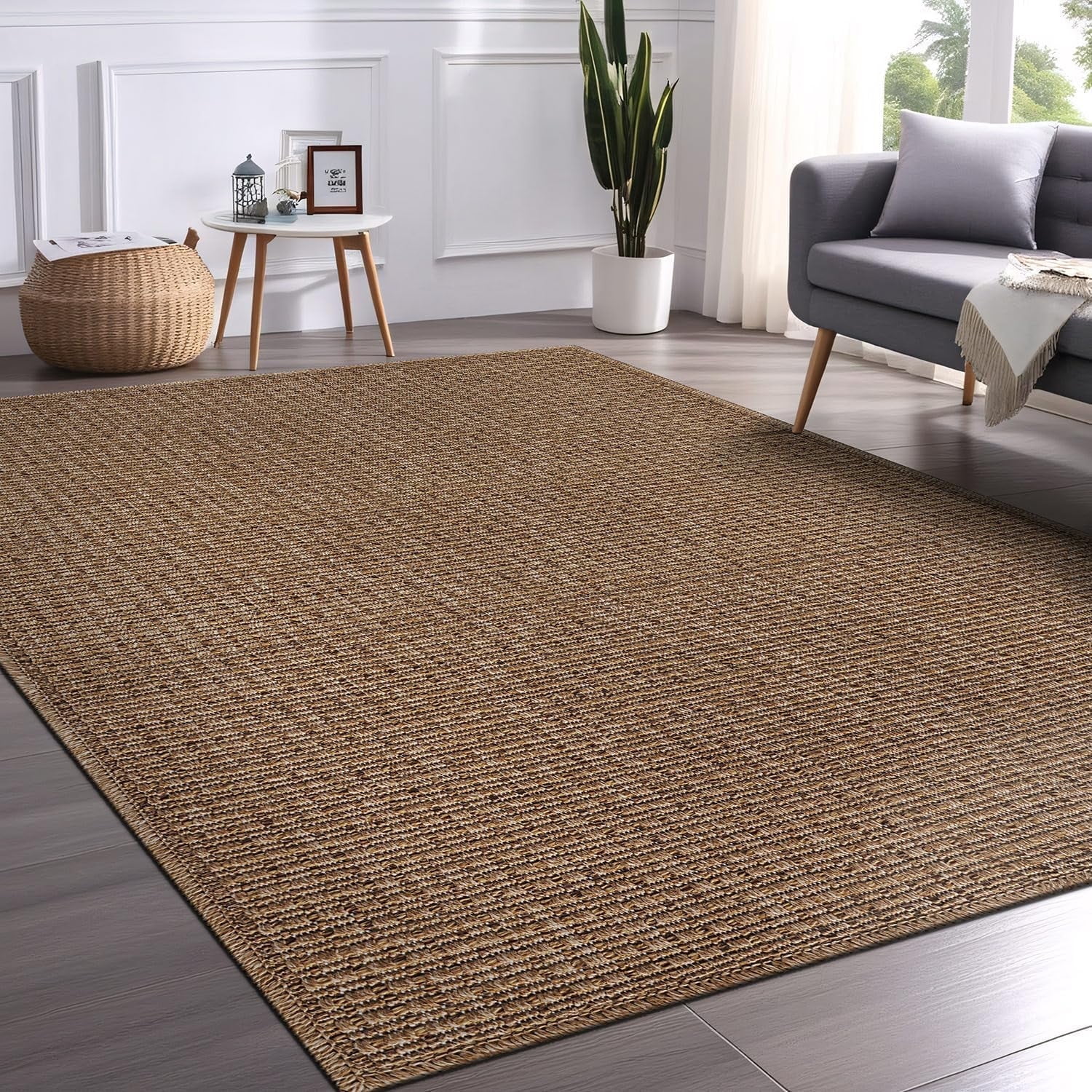 Beverly Rug Easy Jute Outdoor Indoor Non Shedding Easy-Cleaning Rug ...
