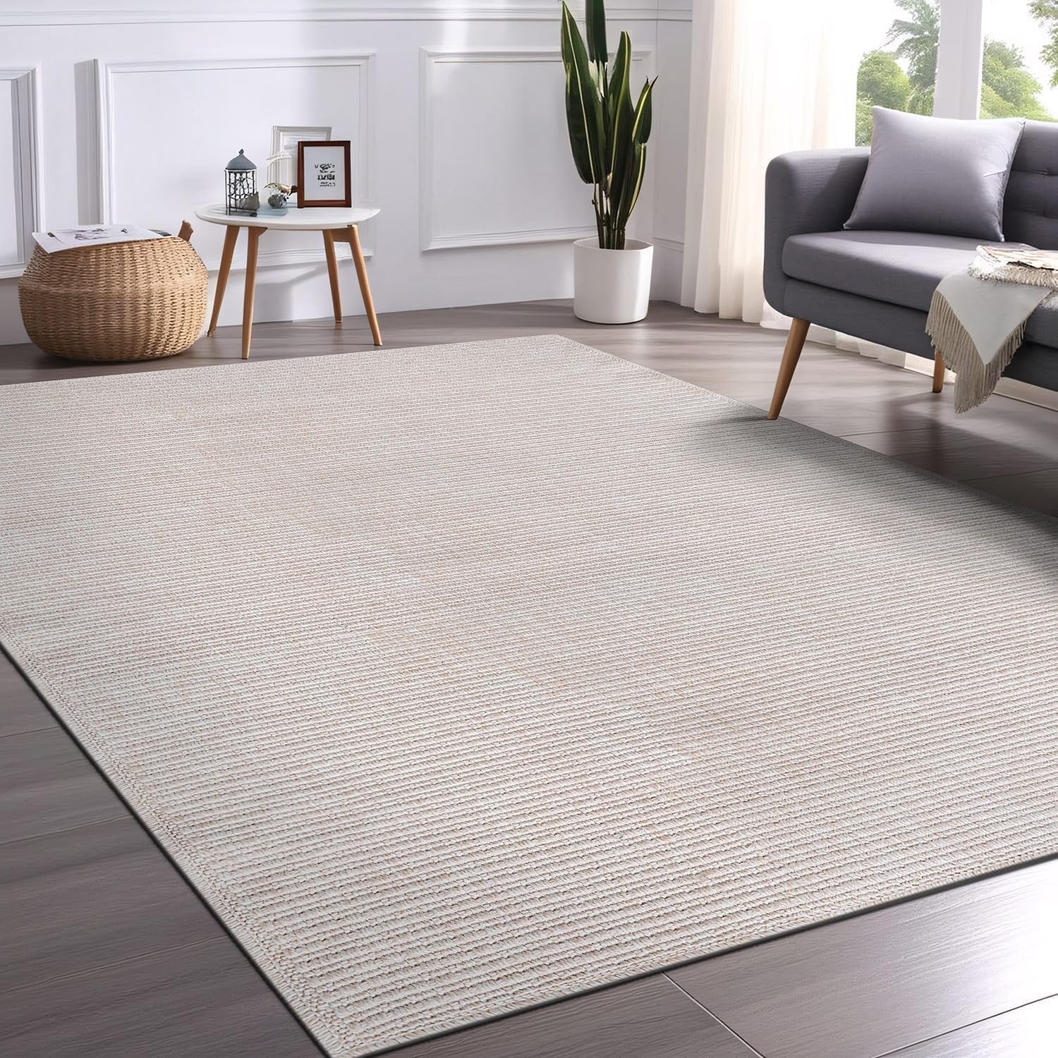 Beverly Rug Easy Jute Outdoor Indoor Non Shedding Easy-Cleaning Rug Off ...