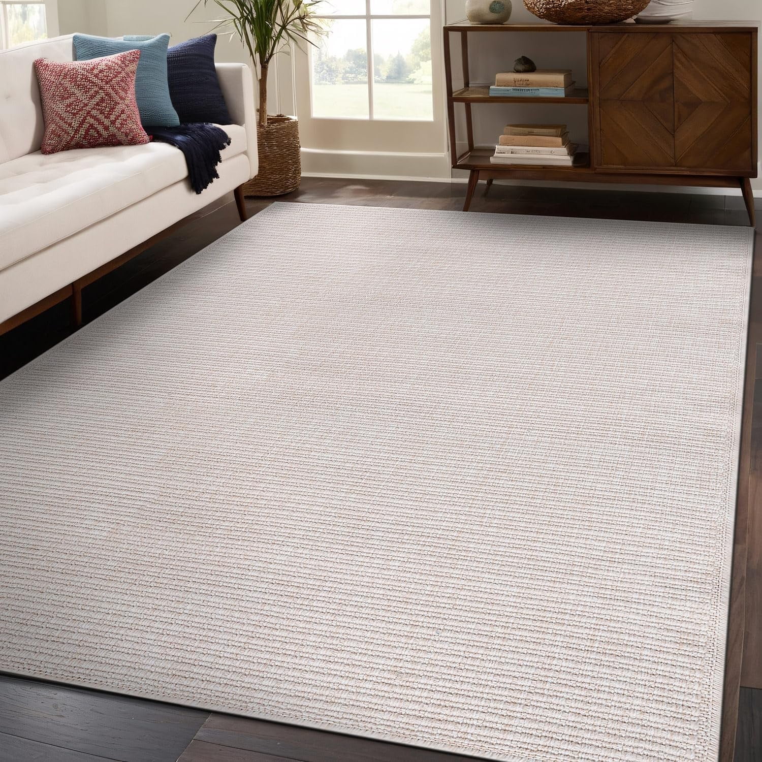 Beverly Rug Easy Jute Outdoor Indoor Non Shedding Easy-Cleaning Rug Off ...