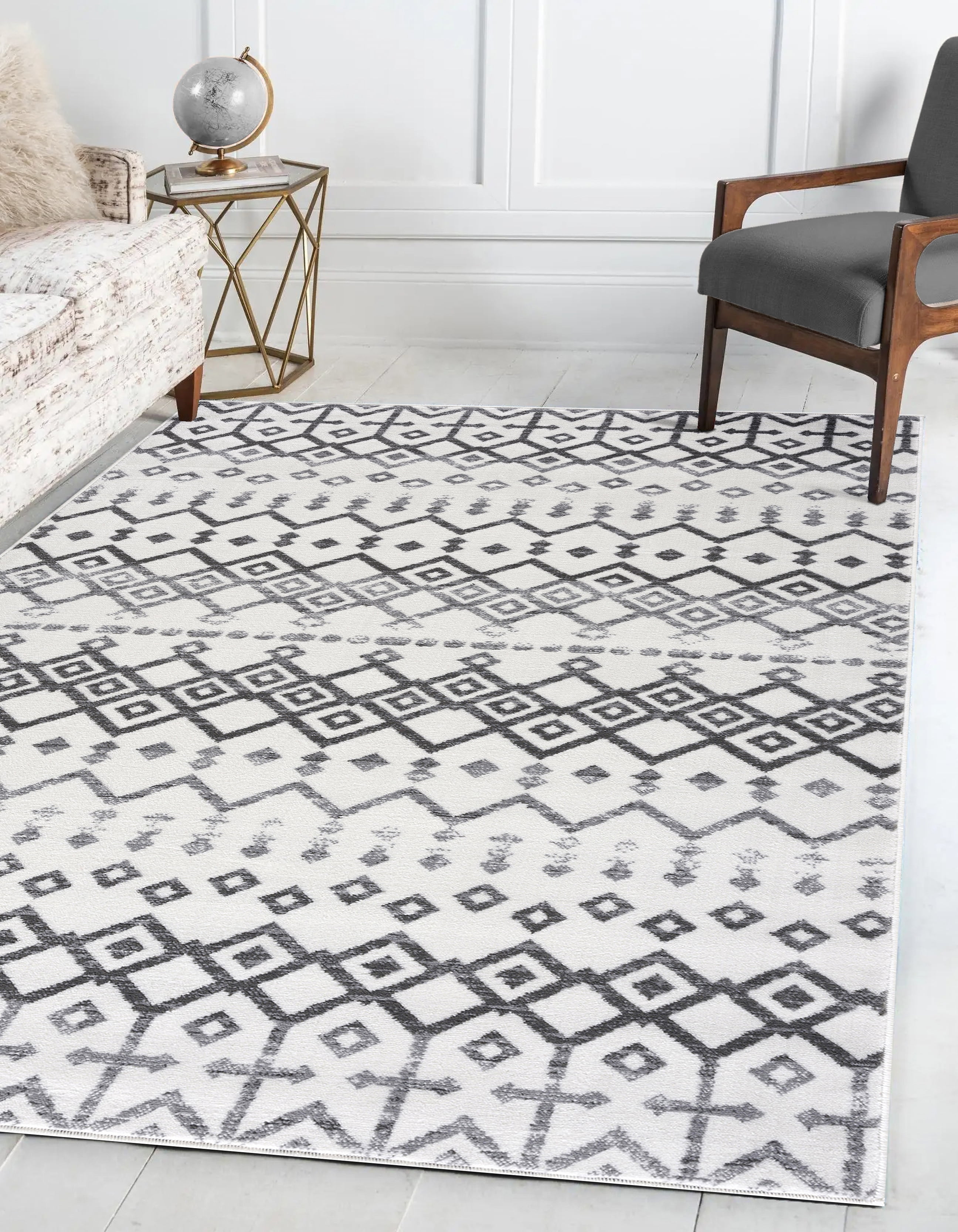 Beverly Rug Indoor Rug, Area Rugs for Living Room Cream Gray, 5'3x7'0 ...