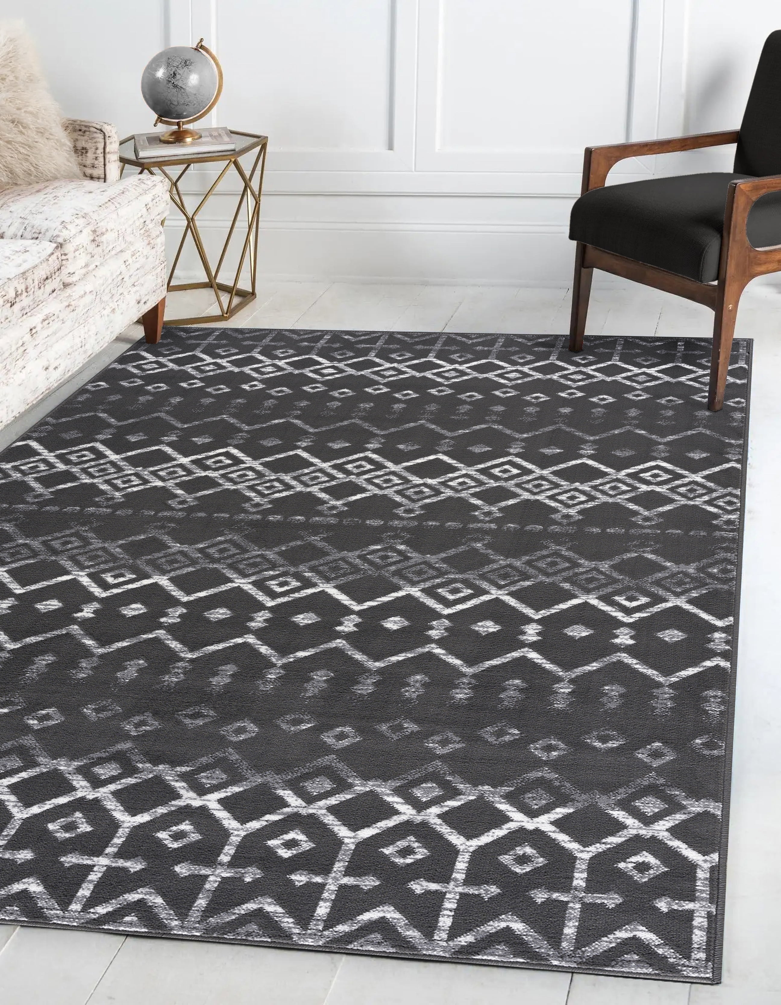 Beverly Rug Indoor, Area Rug, Dark Gray, 5x7 (5'3"X7'), Soft, Stain ...