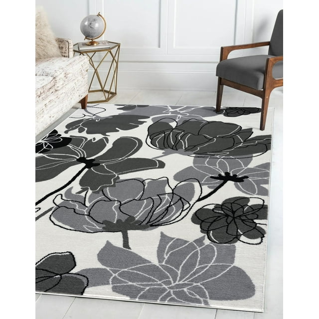 Beverly Rug Indoor Runner Rugs for Entryway Dark Gray Off White 2' x 3 ...