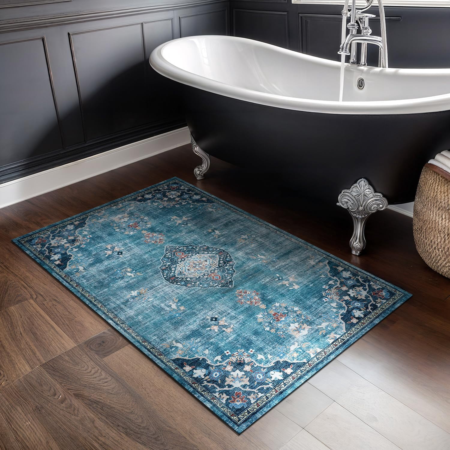 Beverly Rug Machine Washable Easy Cleaning Indoor Non-Slip Rugs Teal ...
