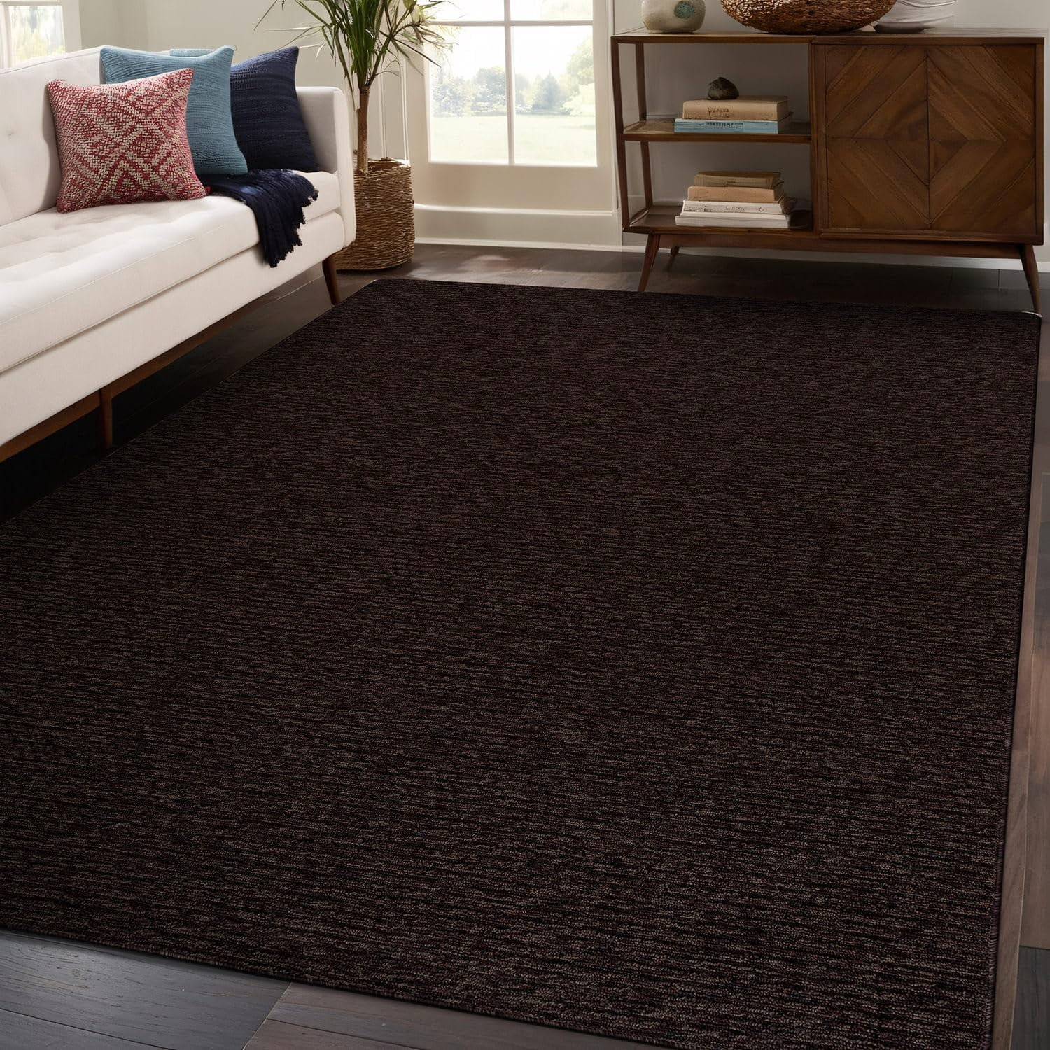 Beverly Rug Non-Slip Machine Washable 5 x 7 Brown Indoor Area Rugs ...