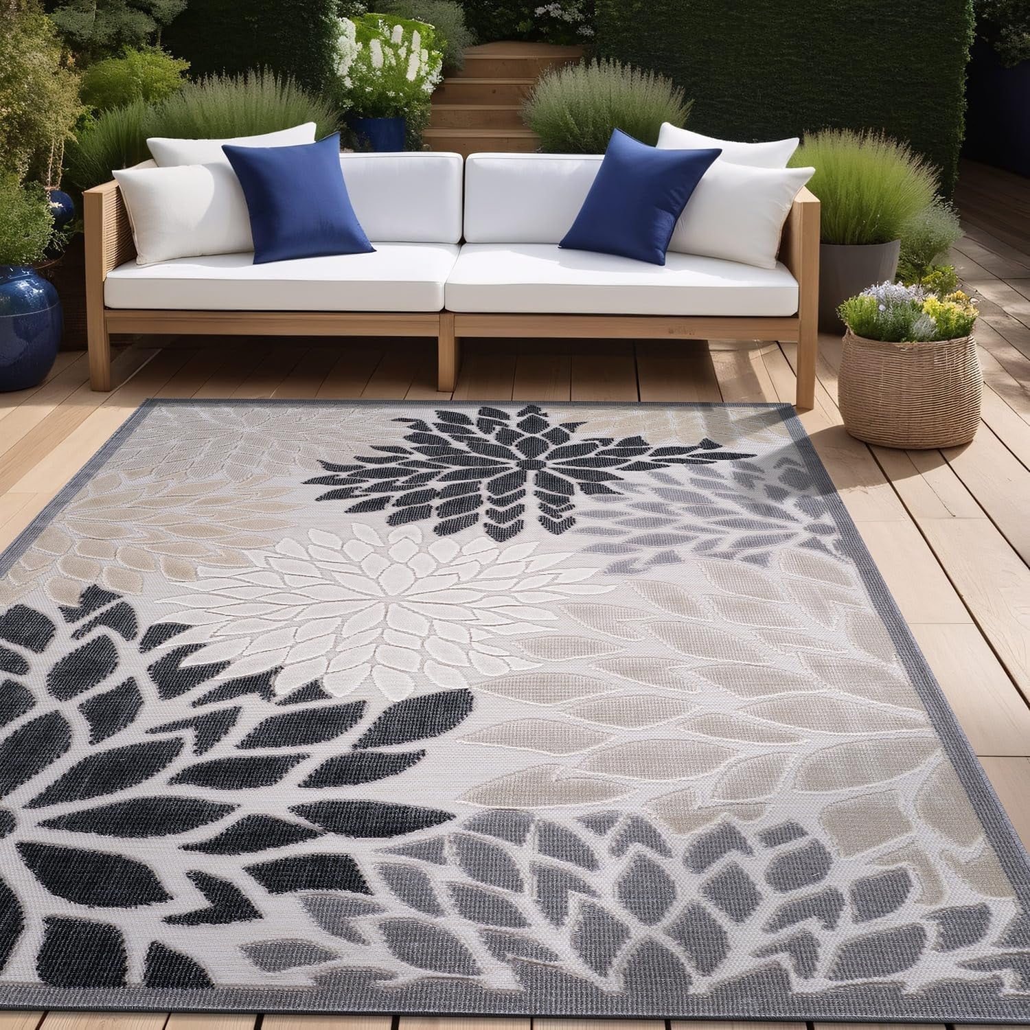 Beverly Rug Outdoor / Indoor Area Rugs Patio Porch Garden Carpet Beige ...
