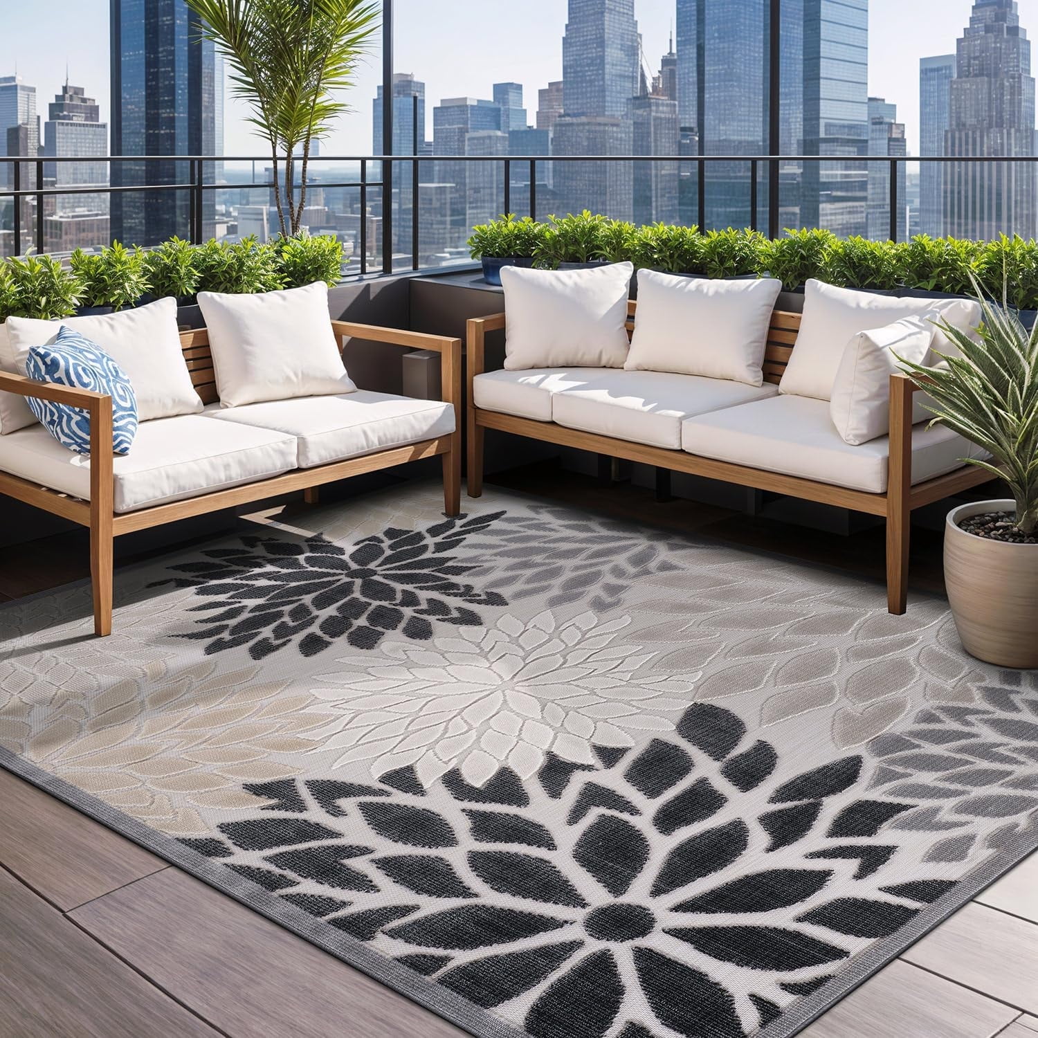 Beverly Rug Outdoor / Indoor Area Rugs Patio Porch Garden Carpet Beige ...