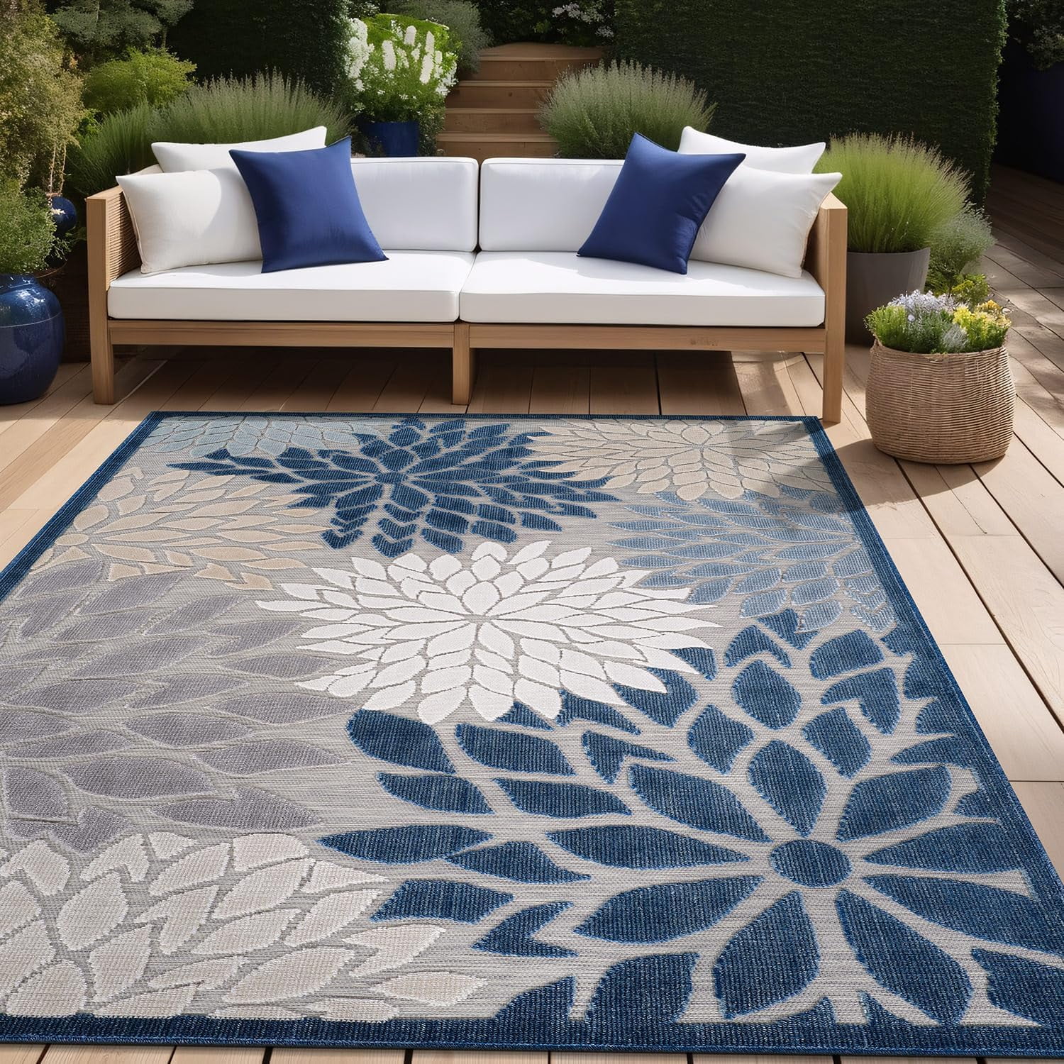8x10 Water Resistant, Large Indoor Outdoor Rugs for Patios, Front Door ...