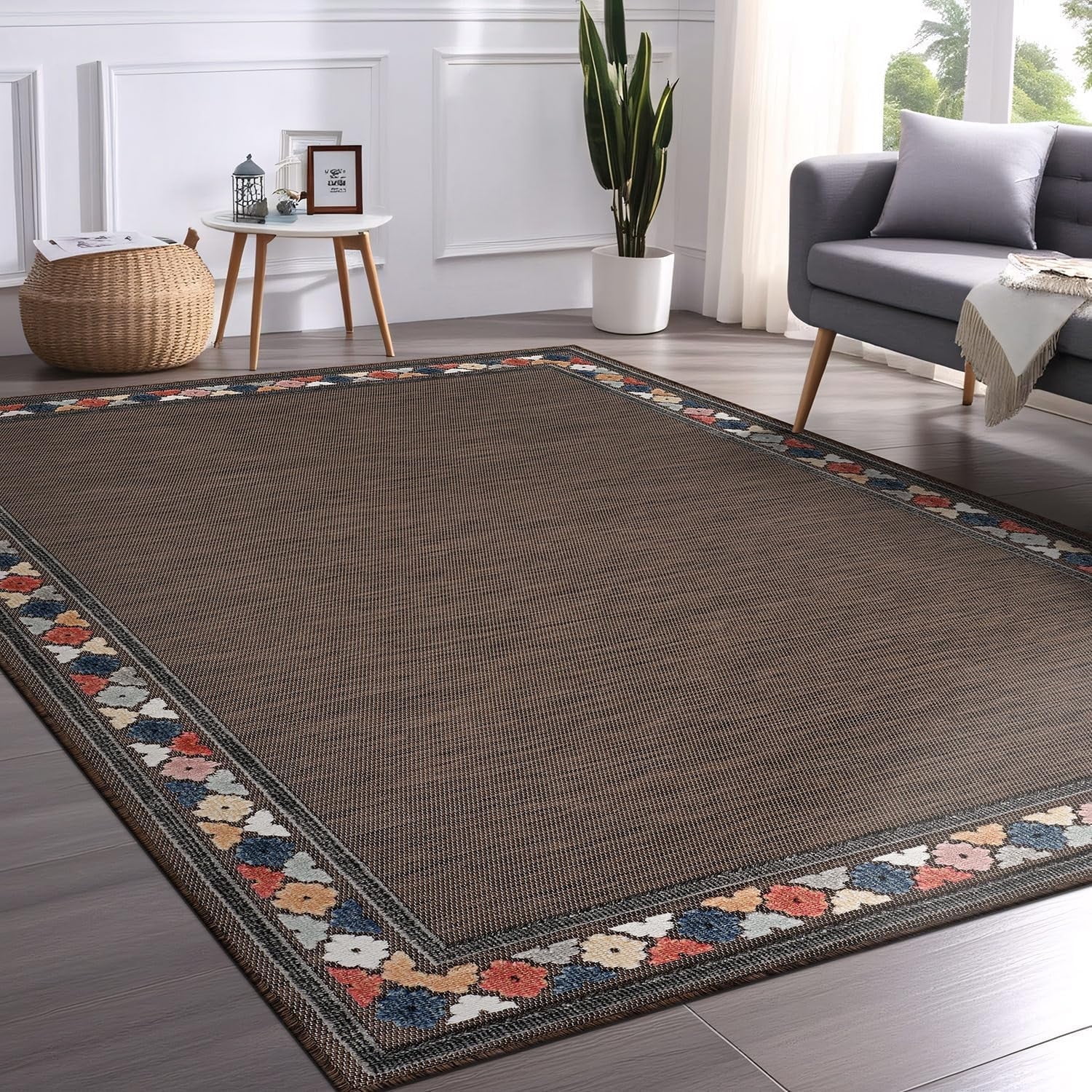Beverly Rug Outdoor / Indoor Area Rugs Patio Porch Garden Carpet Bordered/Brown 9x12 - Walmart.com