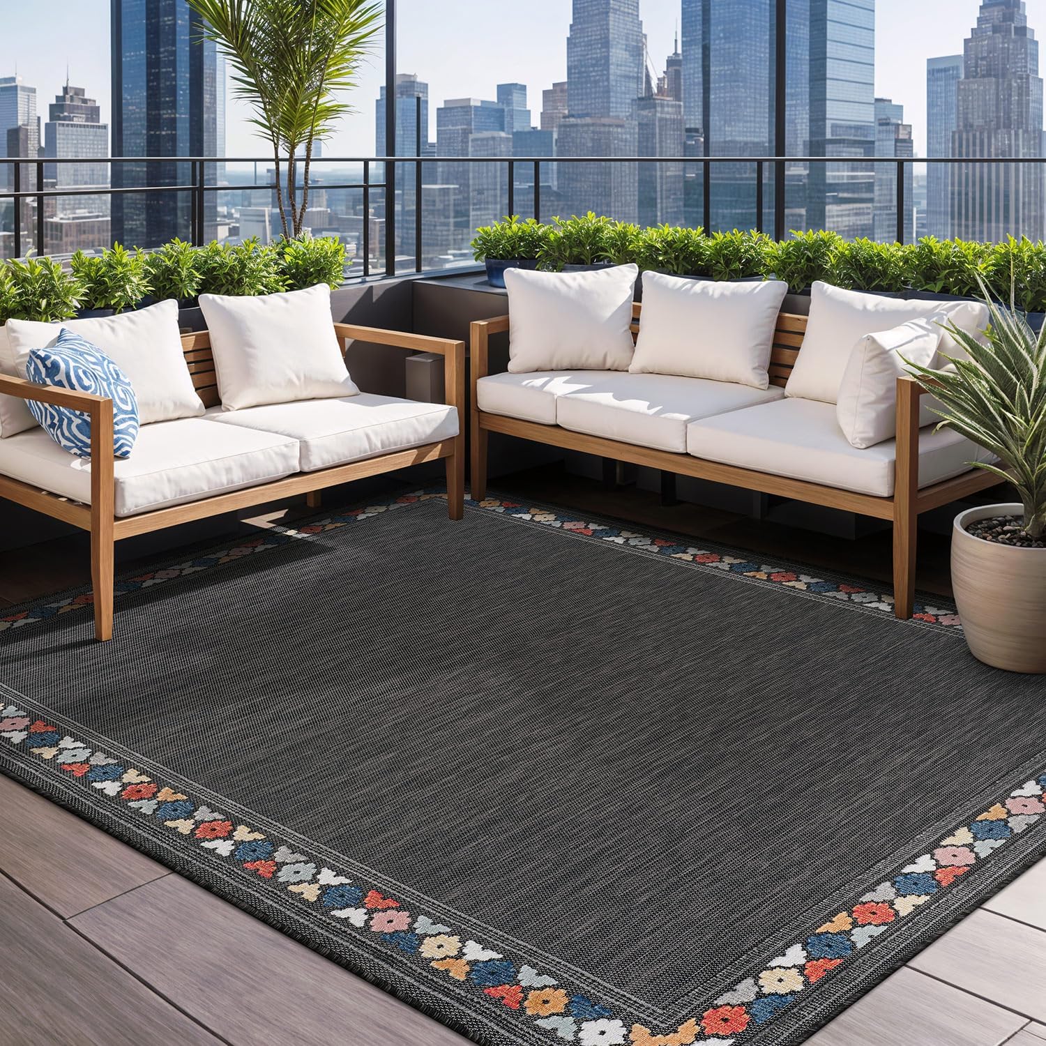 8x10 Water Resistant, Large Indoor Outdoor Rugs for Patios, Front Door ...