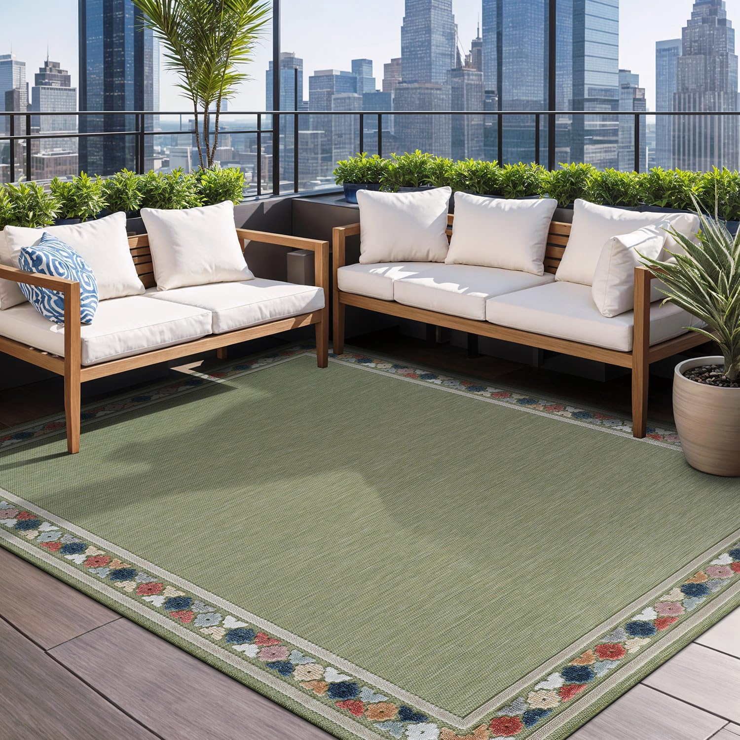 5x7 Water Resistant, Indoor Outdoor Rugs for Patios, Front Door Entry ...