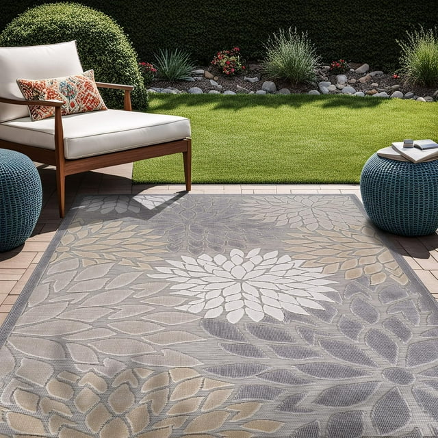 Beverly Rug Outdoor / Indoor Area Rugs Patio Porch Garden Carpet Grey ...