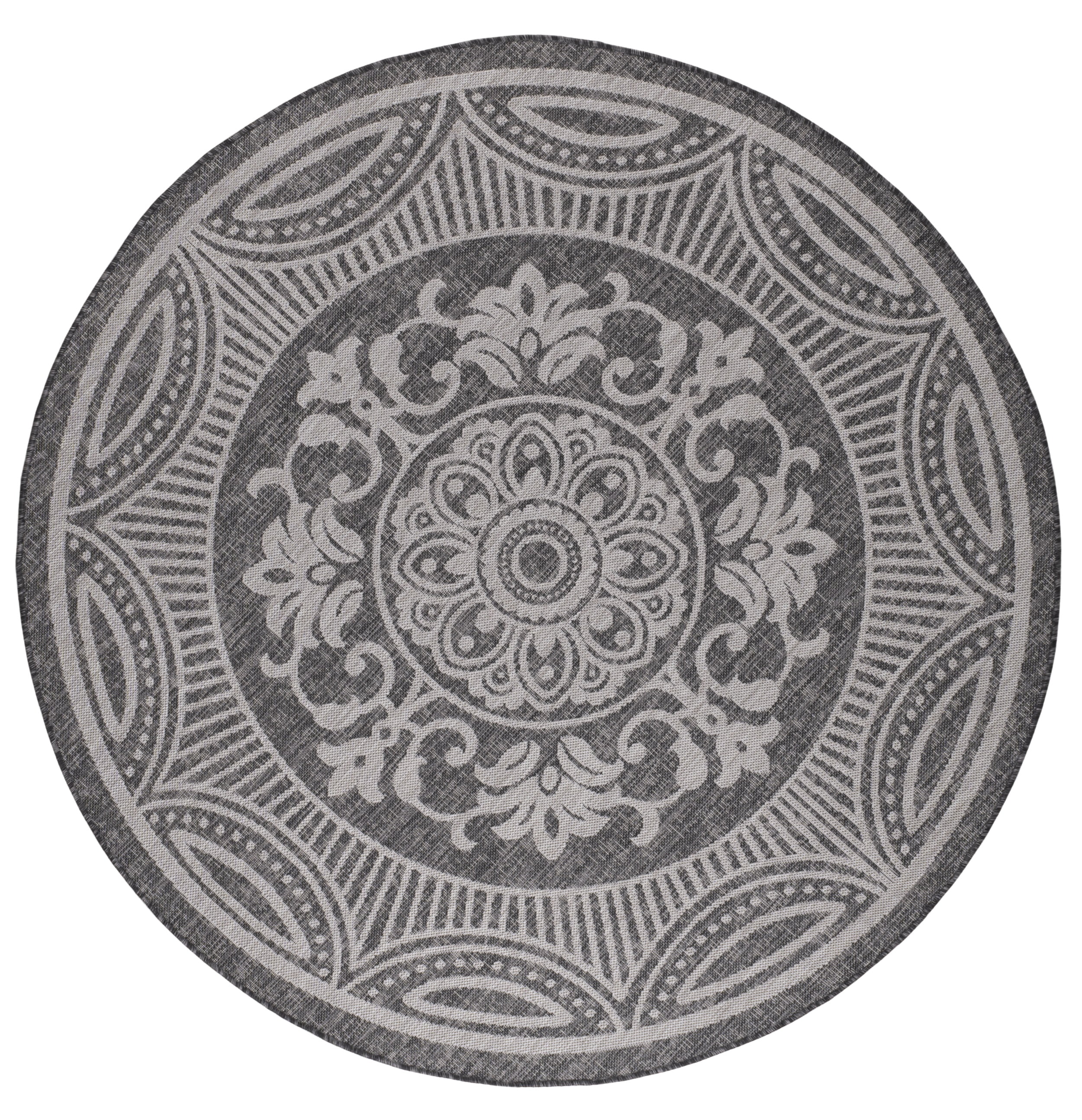 Beverly Rug Outdoor Rug Round 6' 7'' Patio, Porch, Garden Rug Gray ...