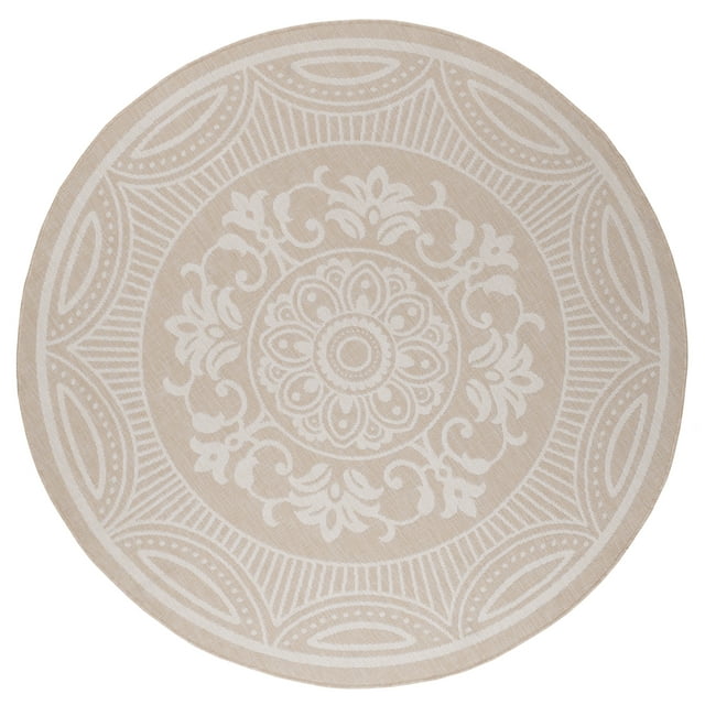 Beverly Rug Outdoor Rugs Round 6' 7'' Porch Rug, Patio, Garden, White ...