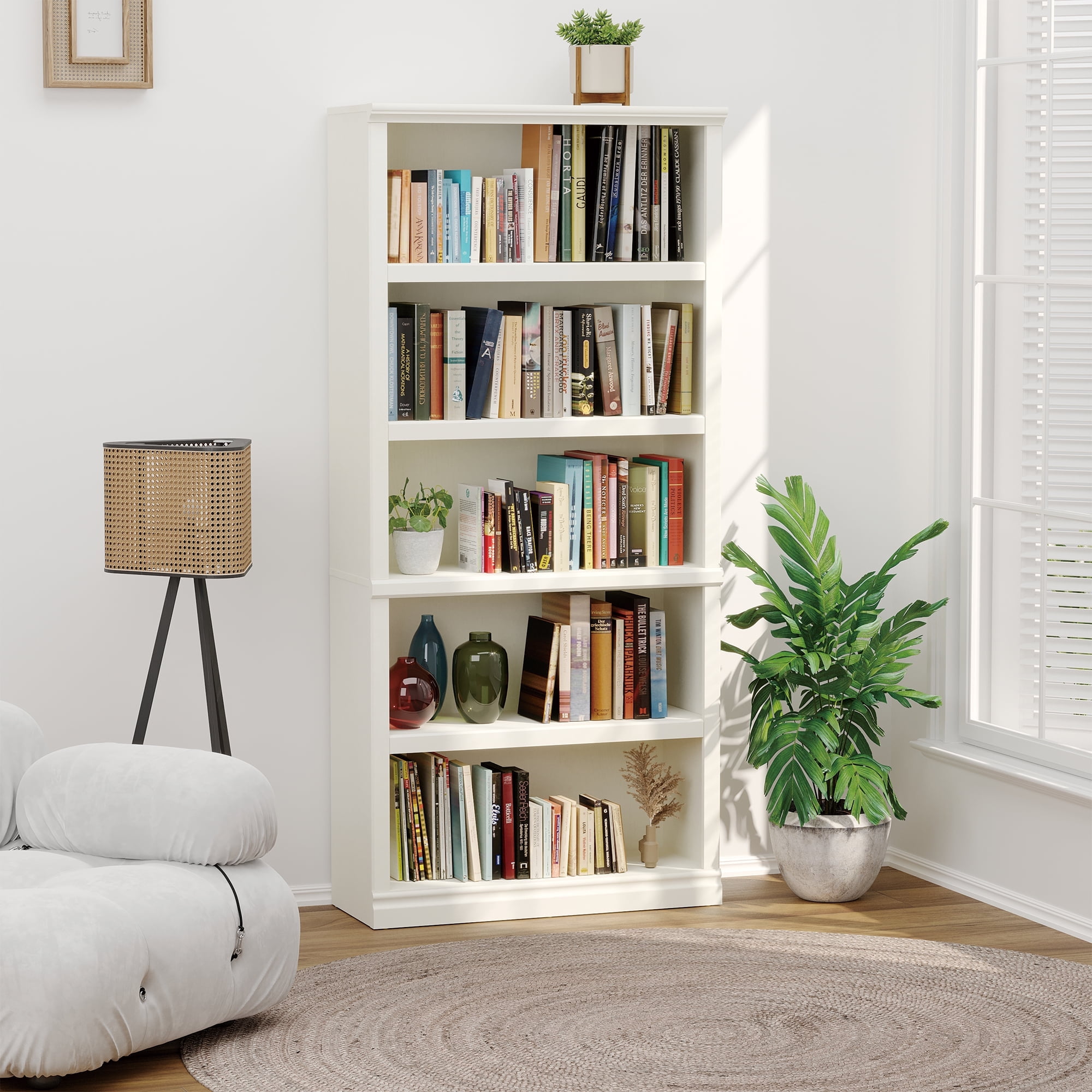 Bevfint Bookshelf, Open Storage Tall Wihte Book Cases/Shelves, Floor ...