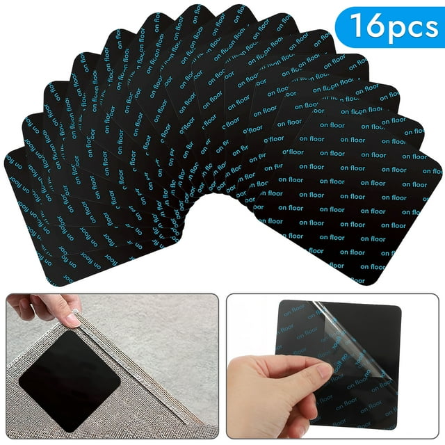 Bevtee 16Pcs Non Slip Rug Grippers, Reusable Carpet Tape, Rug Corner ...