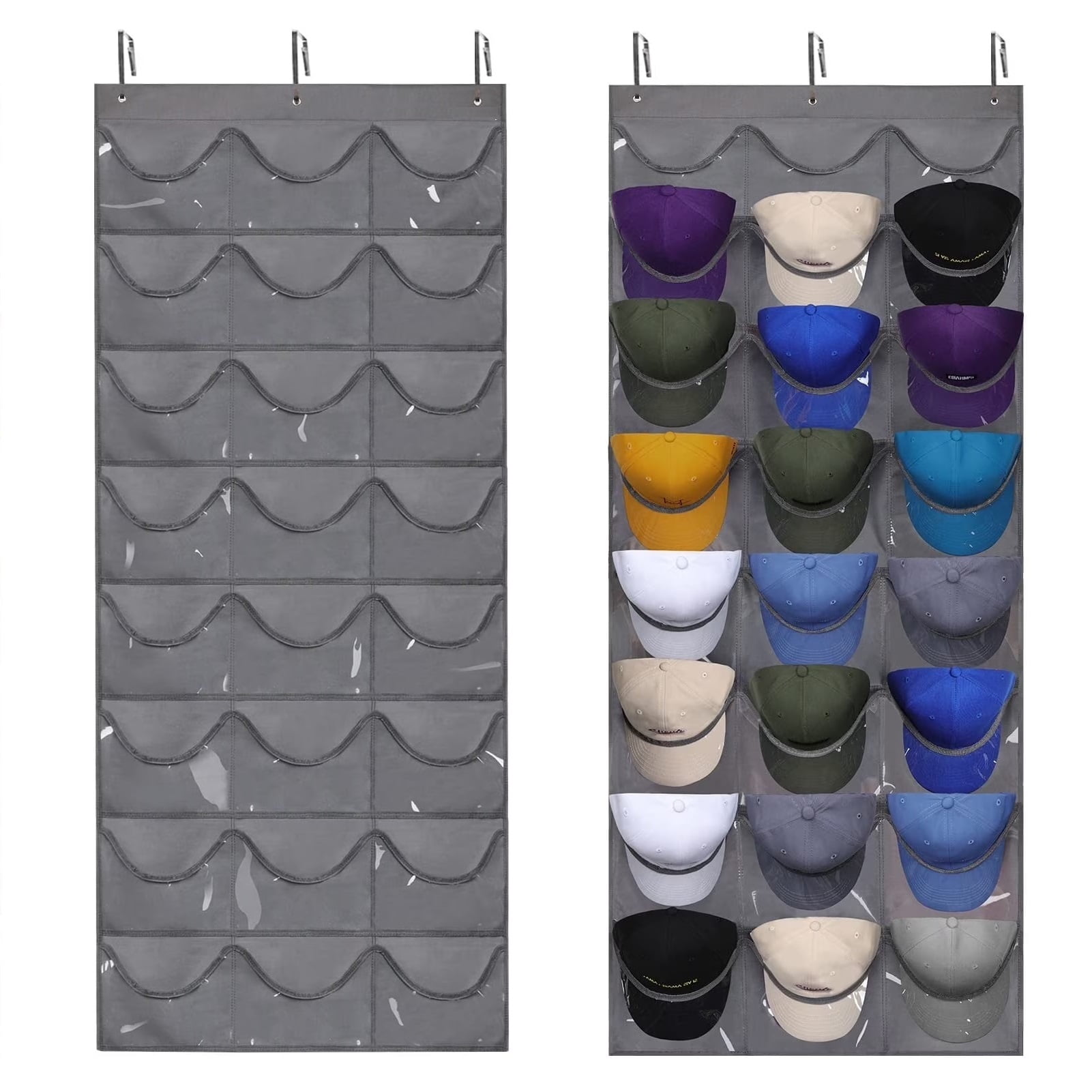 Bevtee 2 Pack Hat Rack for Baseball Caps, over The Door Cap Organizer ...