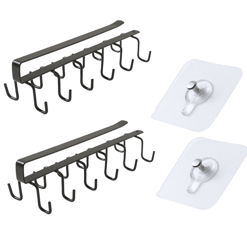 Bevtee 2 Pack Kitchen Cabinet Organizer, Under-Shelf Mug Holder, Cup ...