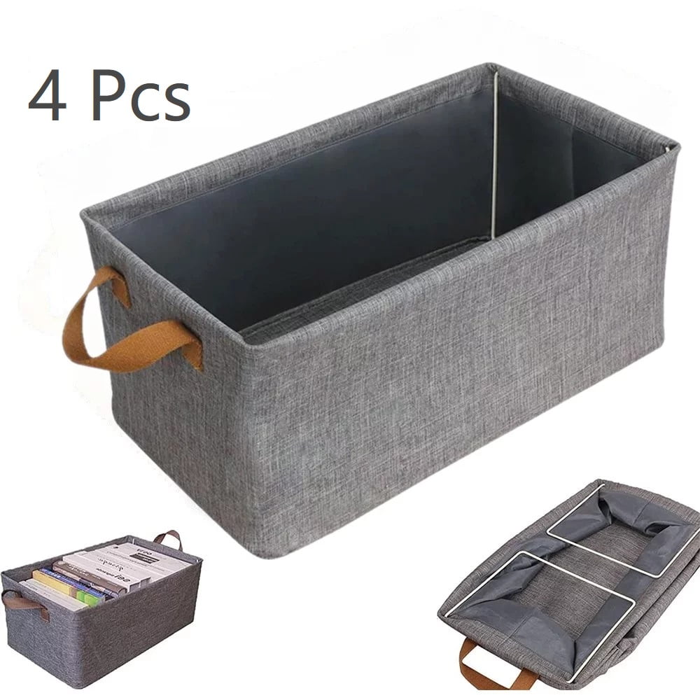 Bevtee 4 Pcs Fabric Storage Baskets, Collapsible Storage Bins with ...