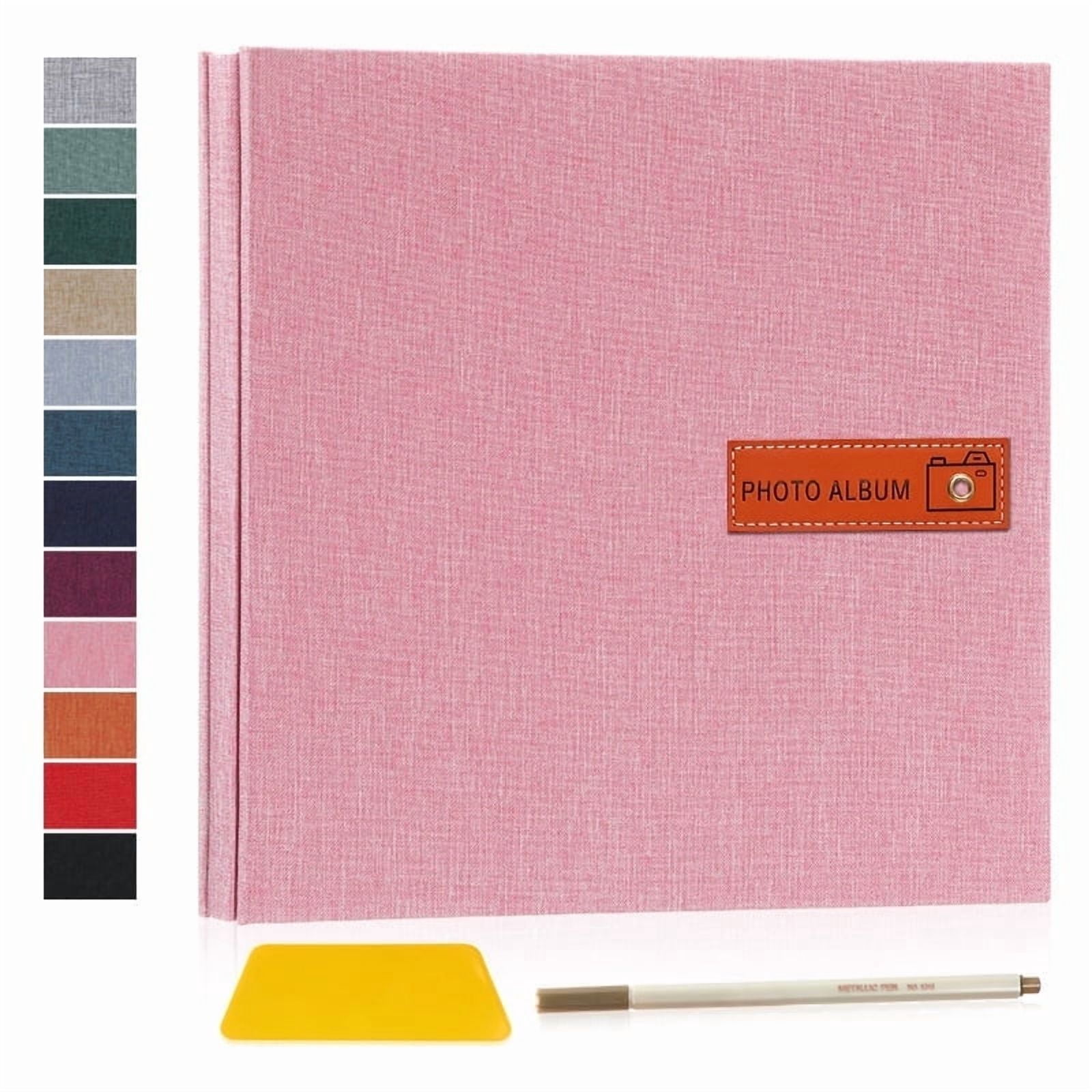"Bevtee Pink Linen Scrapbooking Album, Self Adhesive 40 Pages, Fits 4x6 ...